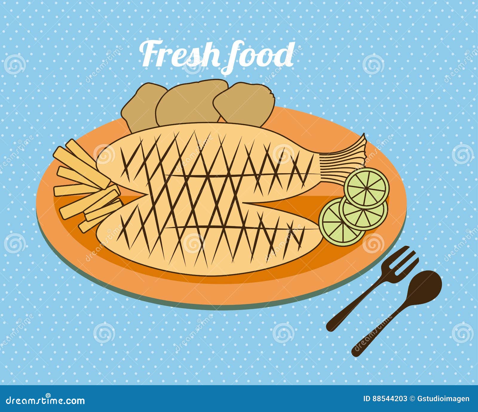 Food Design Over Blue Background Vector Illustration Stock Vector ...