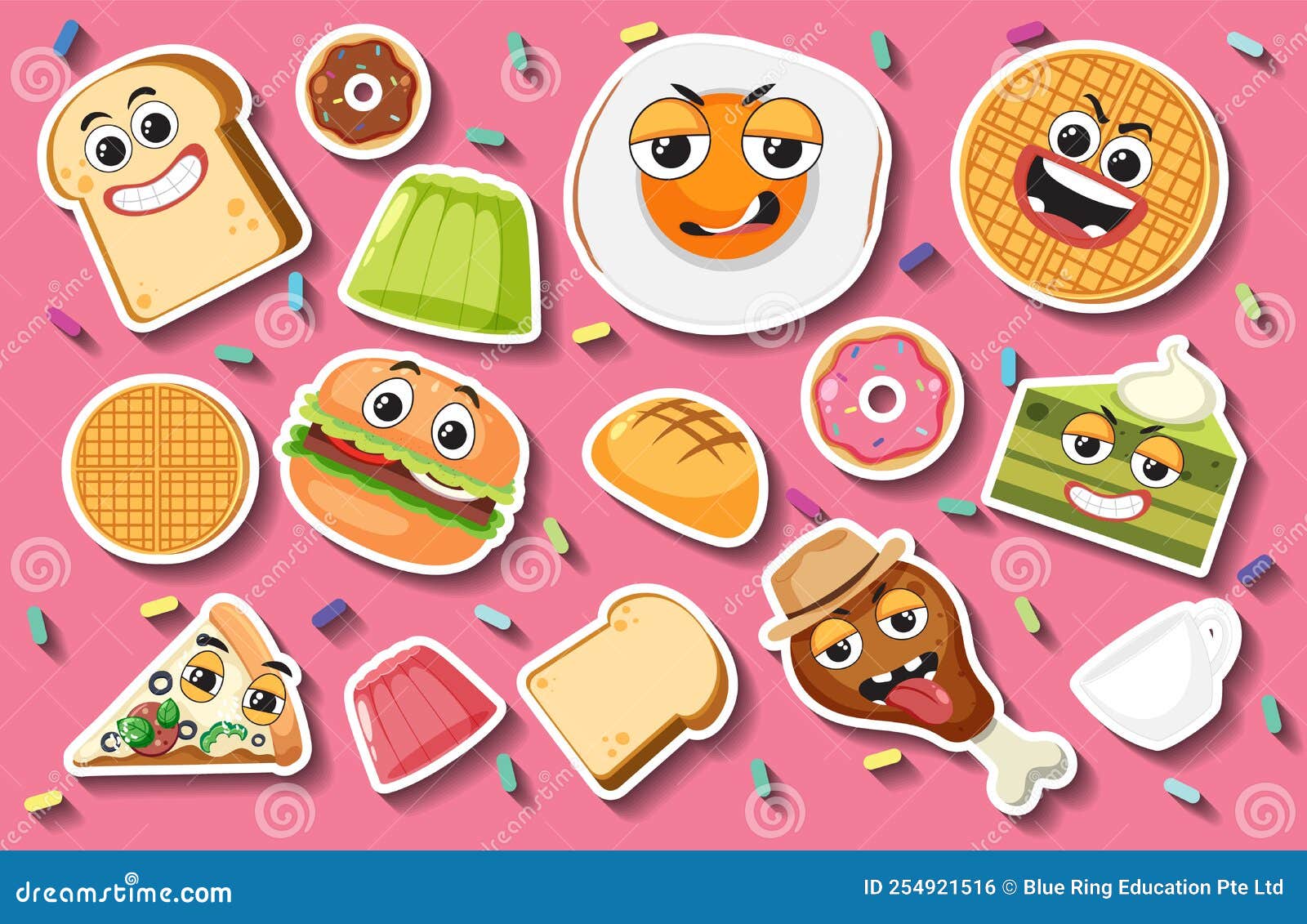 Food and Dessert Cartoon Seamless Pattern Stock Vector - Illustration ...