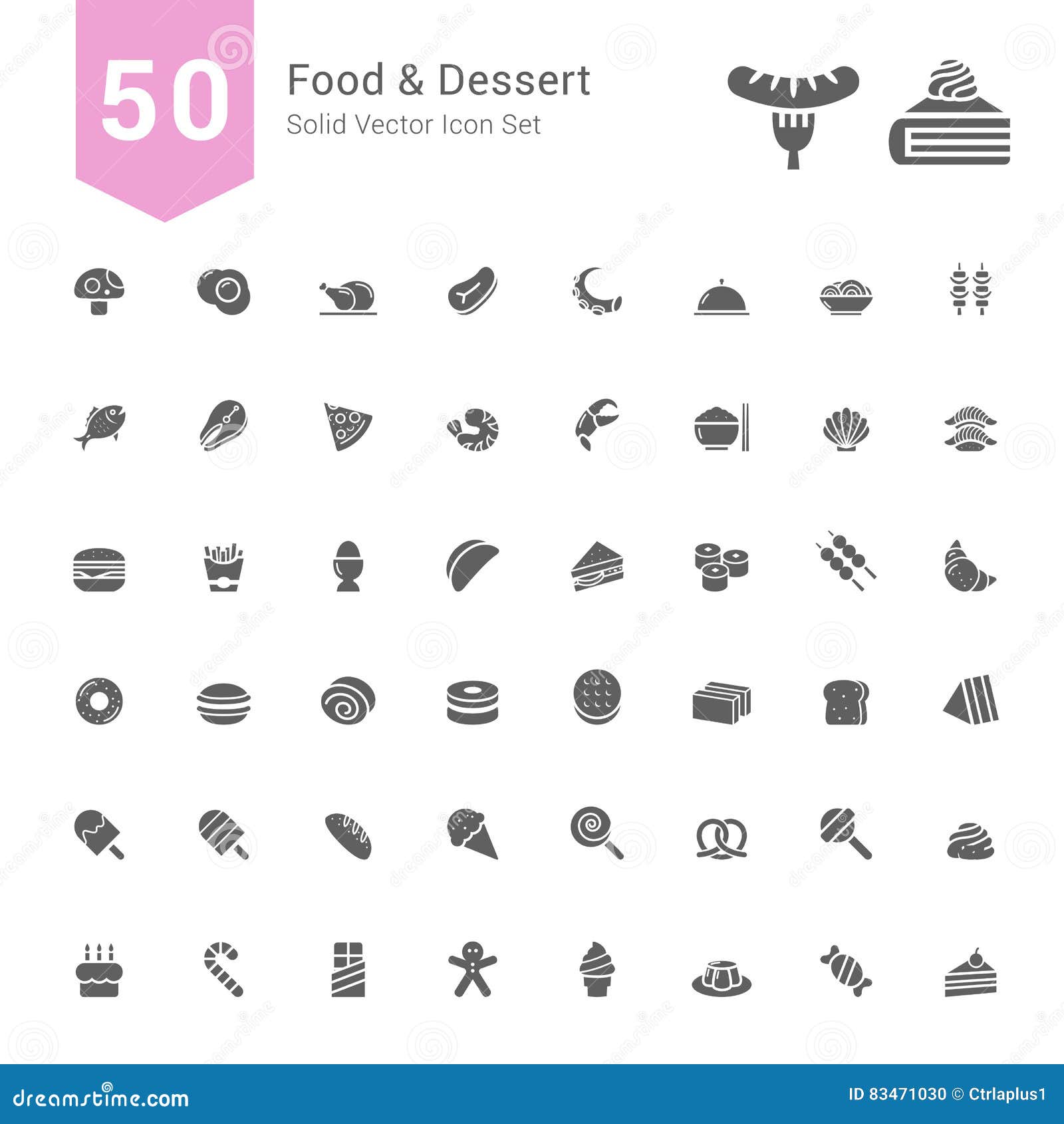 Dessert Icon Set In Modern Flat Design Style Cartoon Vector ...