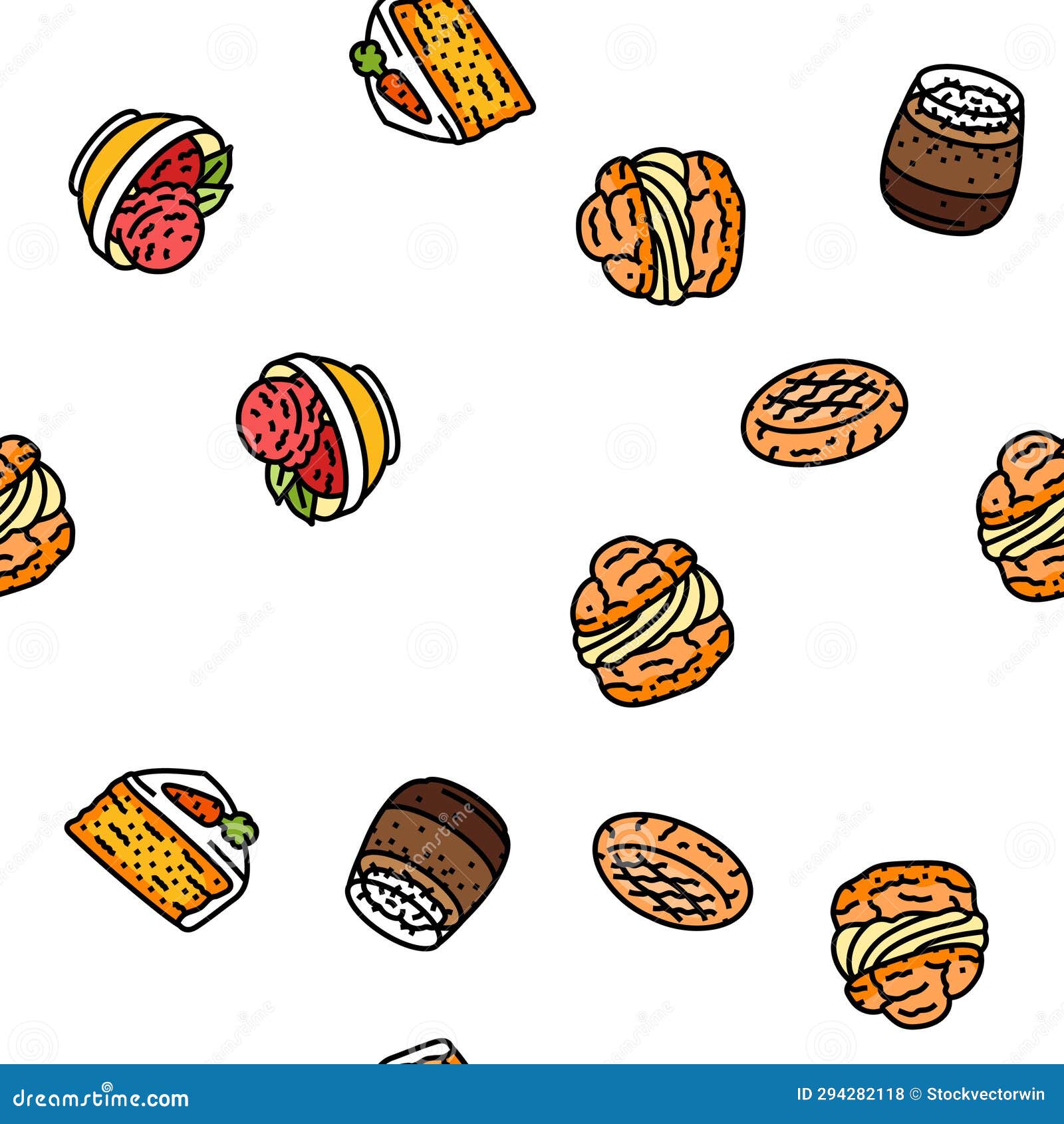 Food Dessert Snack Menu Vector Seamless Pattern Stock Vector ...