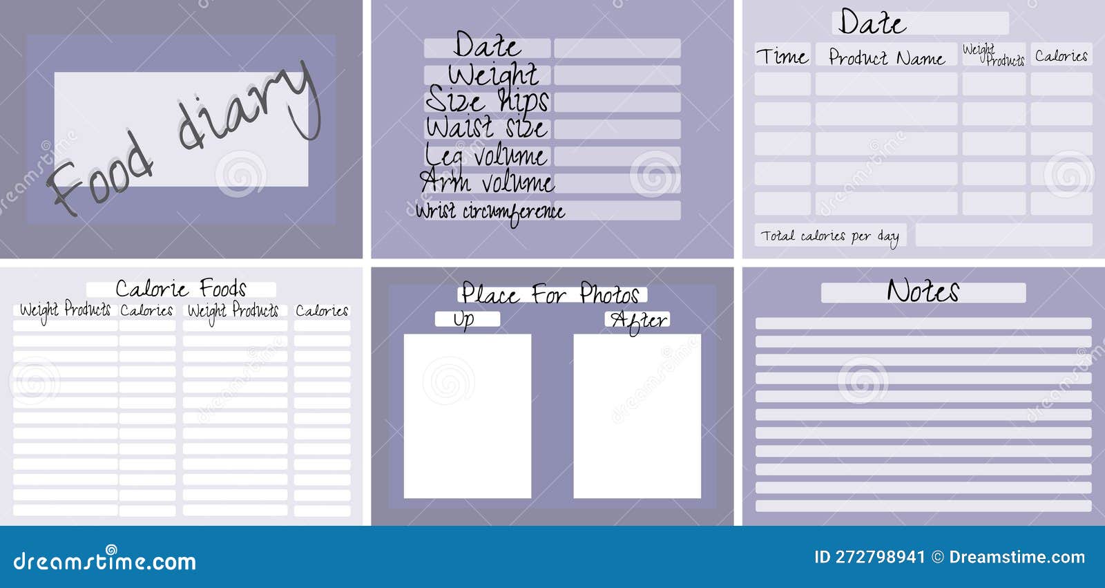 Food Diary Template in Delicate Colors Stock Vector - Illustration of ...