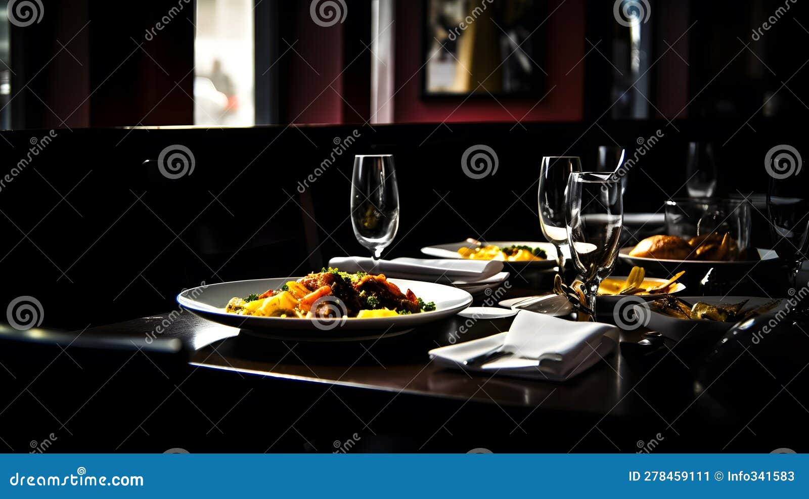 Food Dining Restaurants High Contrast Generative AI Stock Illustration ...