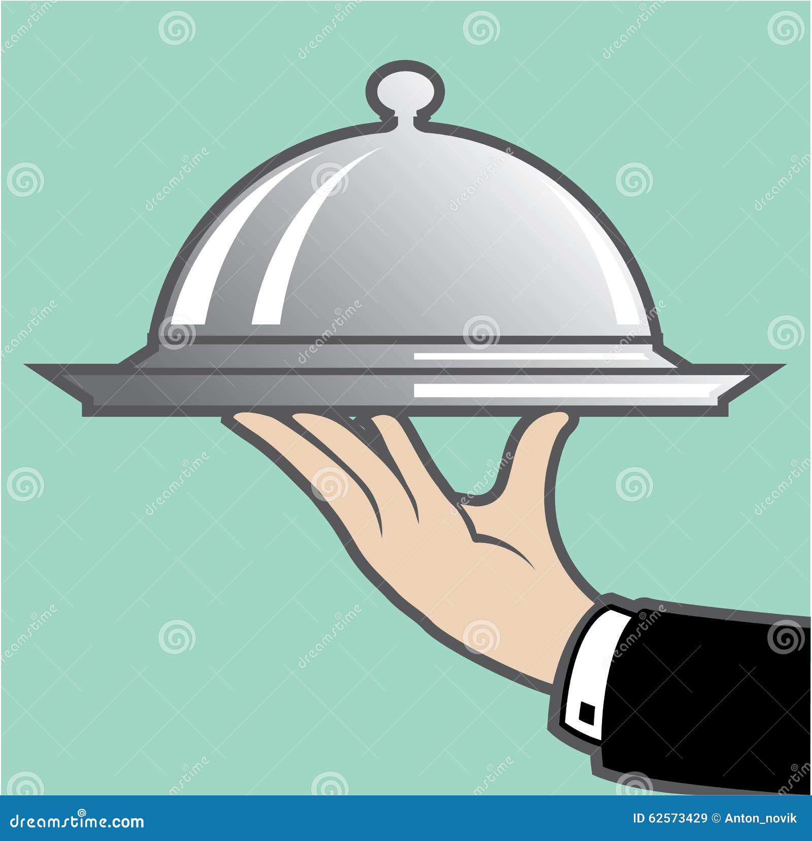 Food dome in hand stock vector. Illustration of dish - 62573429