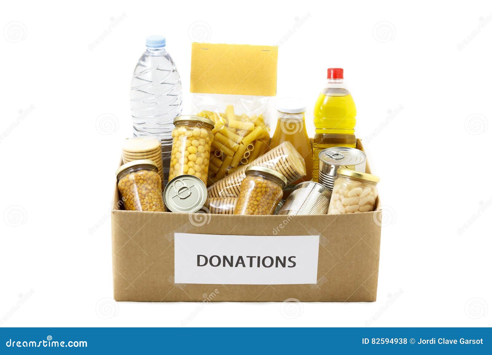 Food in a donation box stock photo. Image of items, aluminum - 82594938