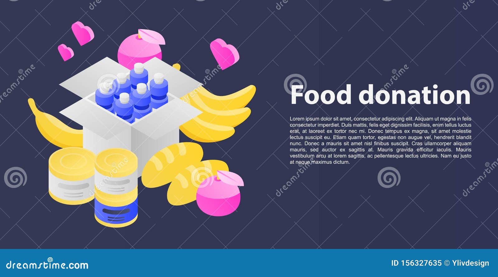 Food Donation Concept Banner, Isometric Style Stock Vector ...
