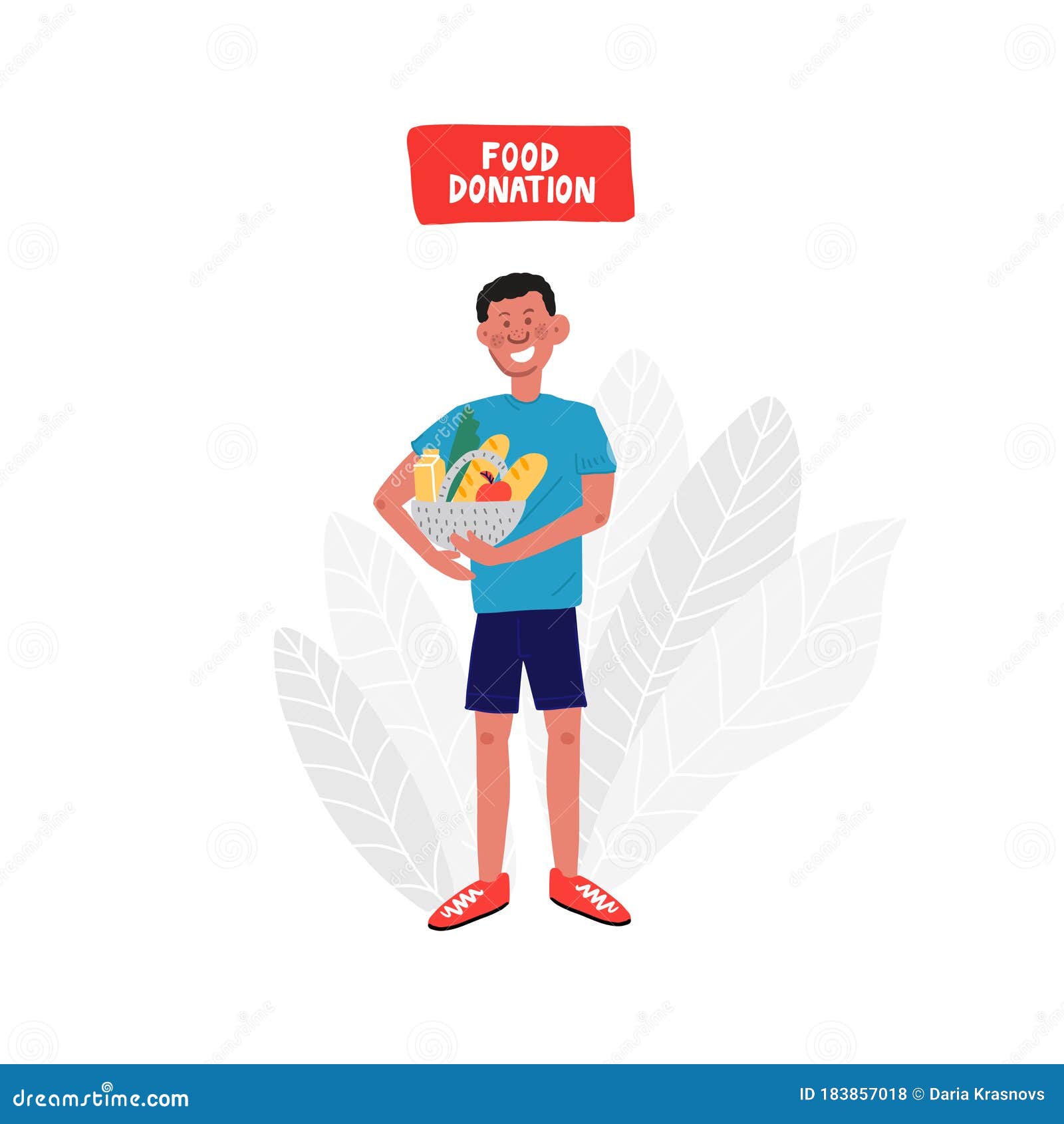 Food Donation Hand Drawn Vector Concept. Stock Vector - Illustration of ...