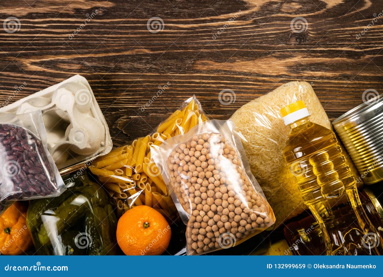 Food Donations in Box in Kitchen Background Stock Image - Image of ...