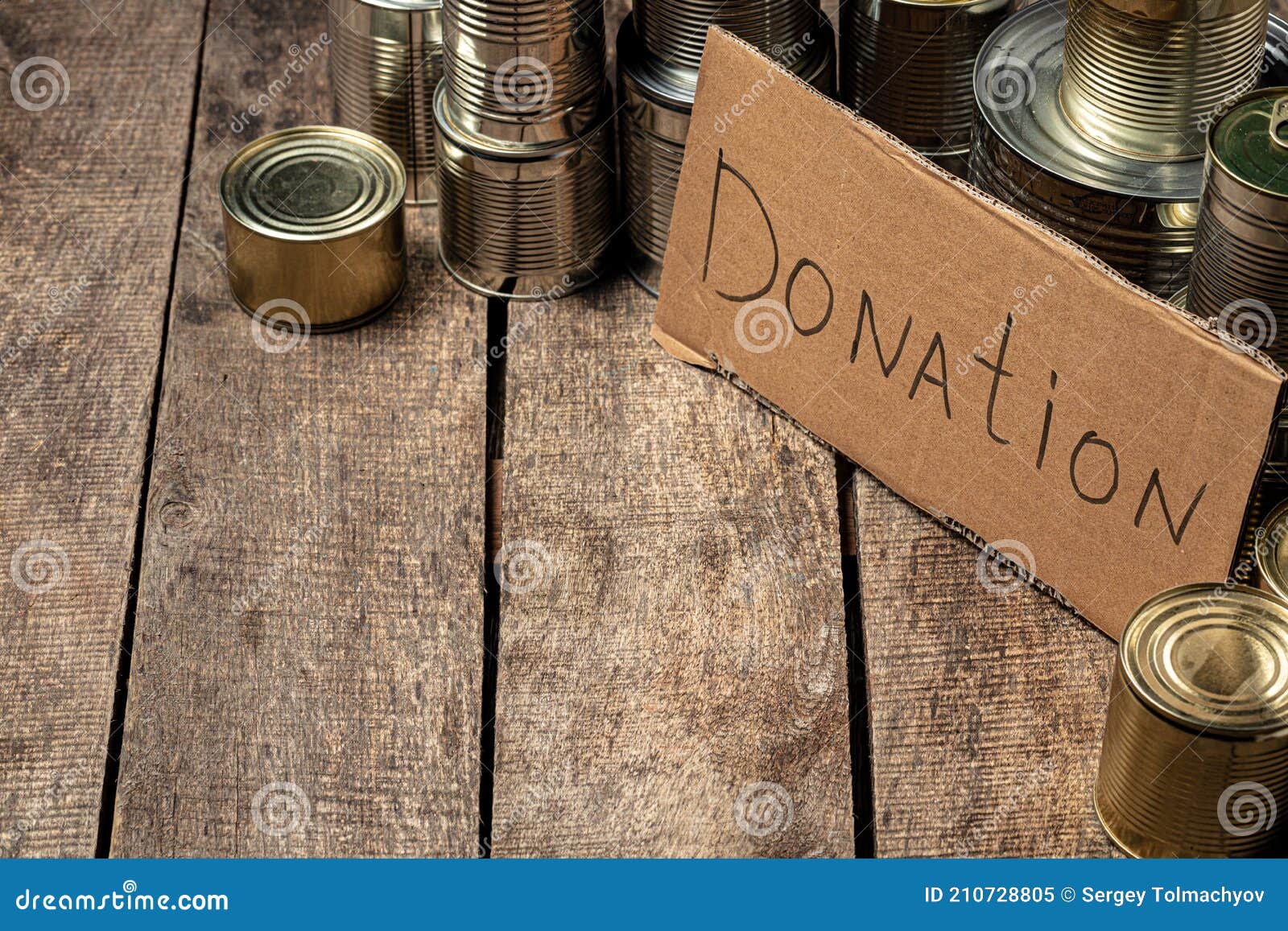 Food Donations on the Table. Text Donation Stock Image - Image of ...