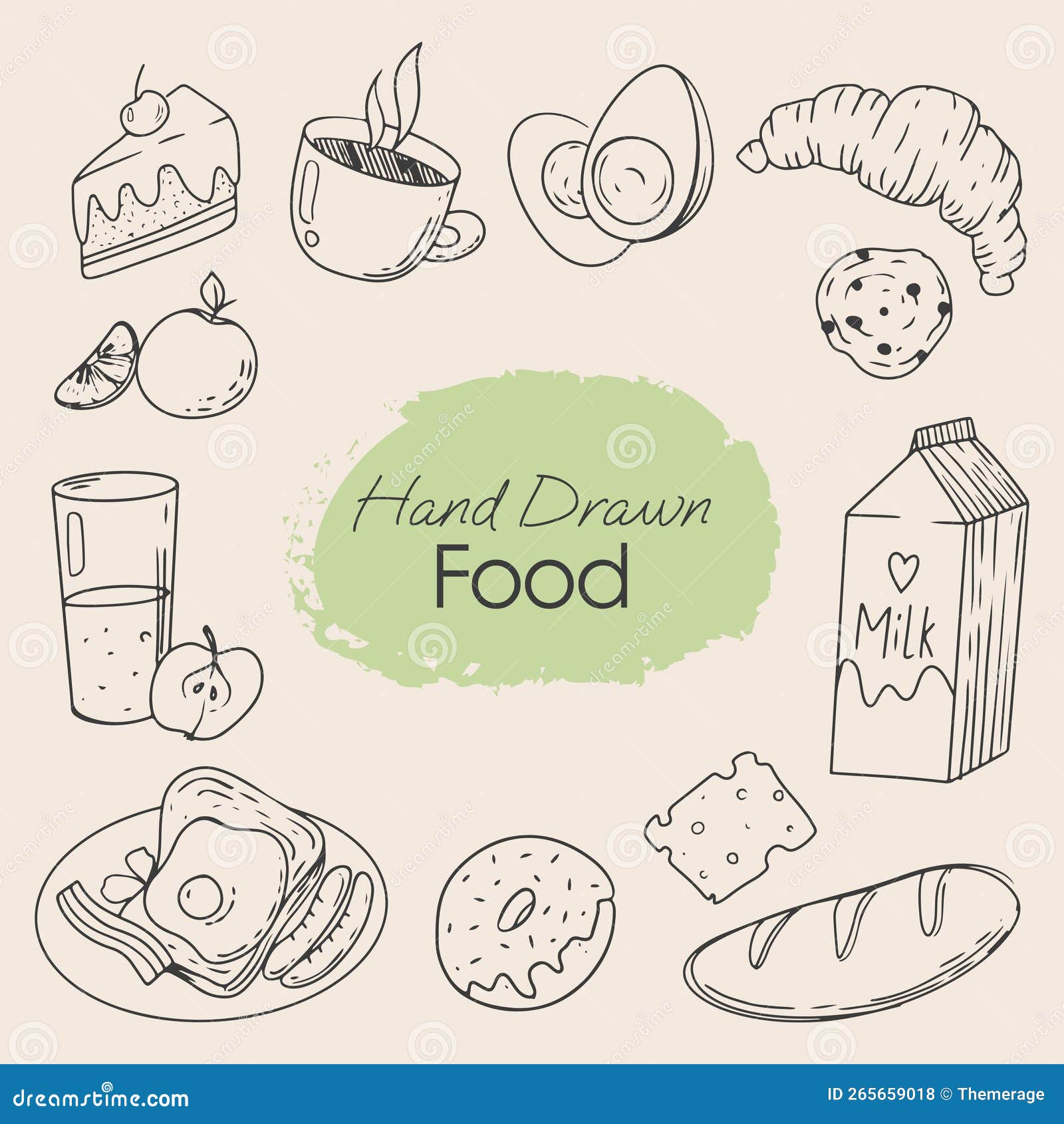 Food Doodle Collection in Creative and Vector Food Stock Vector ...