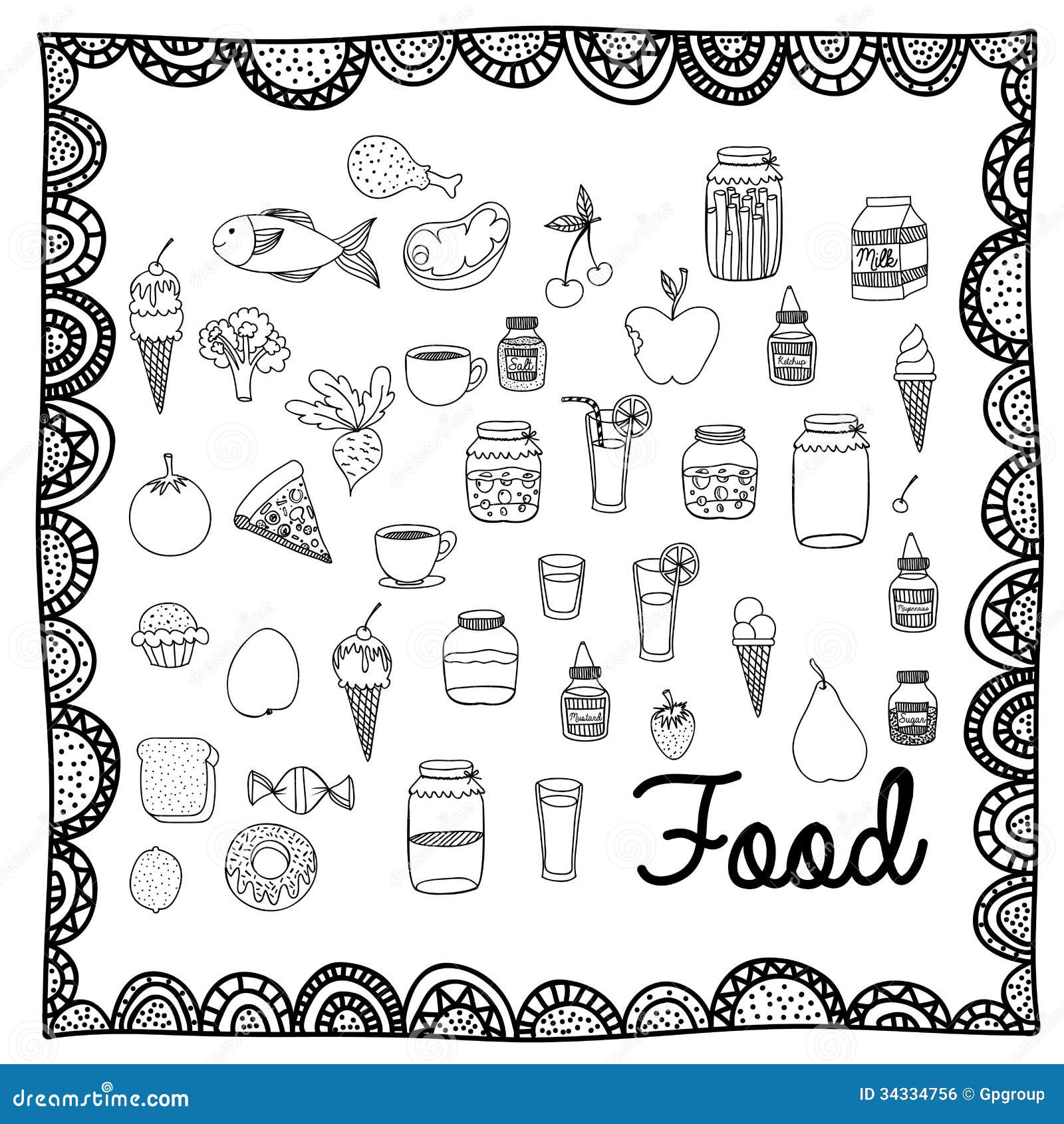 Food Drawing Royalty Free Stock Image - Image: 34334756