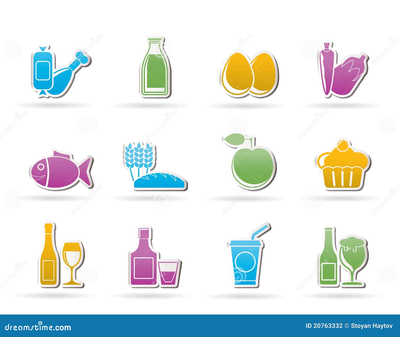 Food, Drink and Aliments Icons Stock Vector - Illustration of glass ...