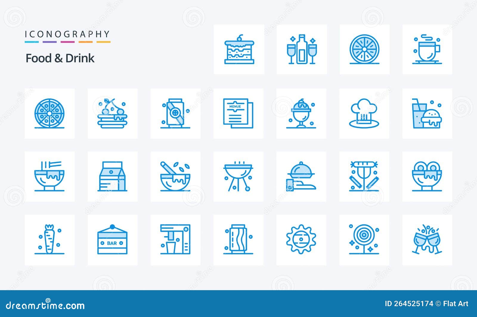 25 Food and Drink Blue Icon Pack Stock Vector - Illustration of soft ...