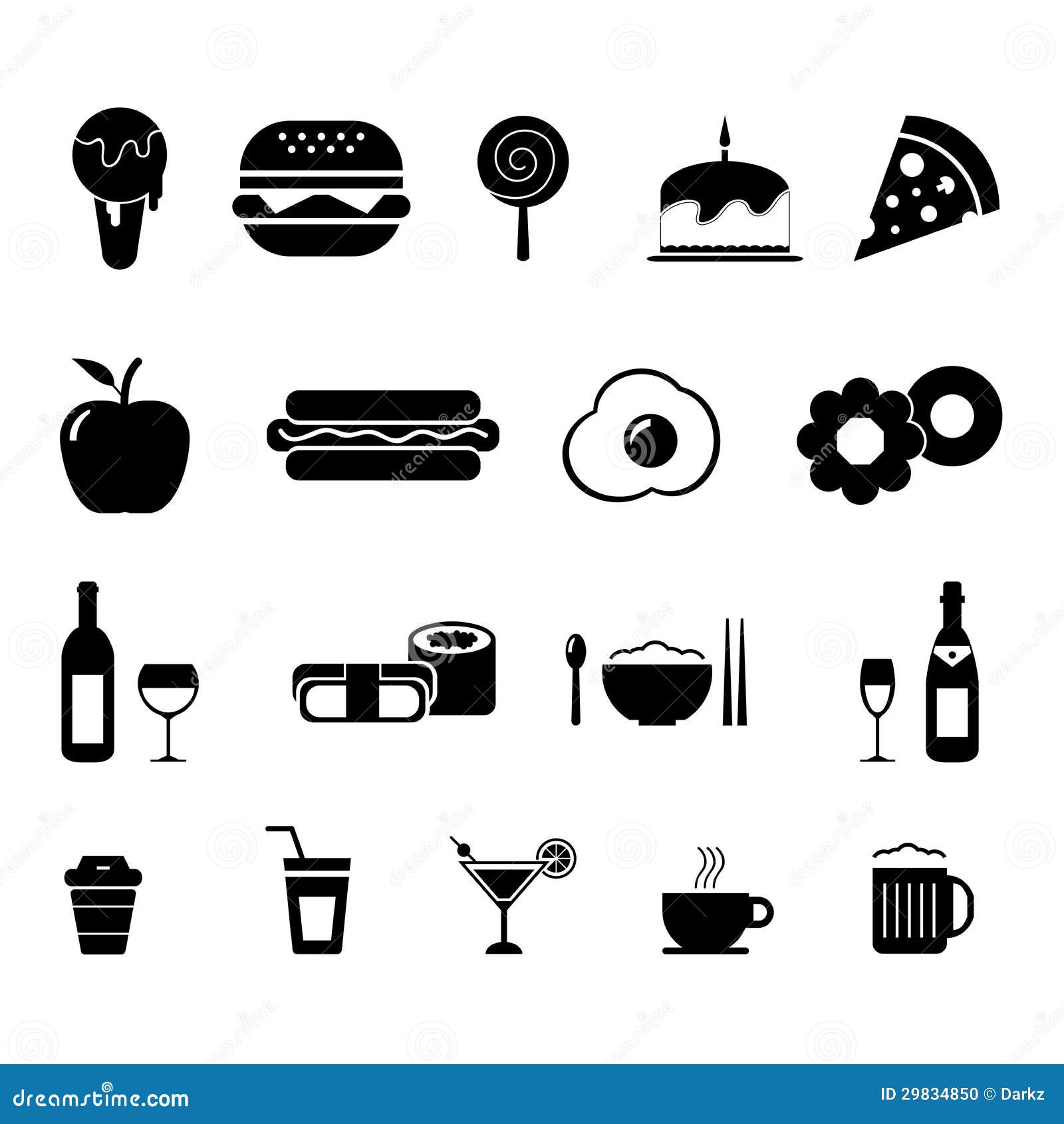 Food and Drink Icon set stock vector. Illustration of beer - 29834850