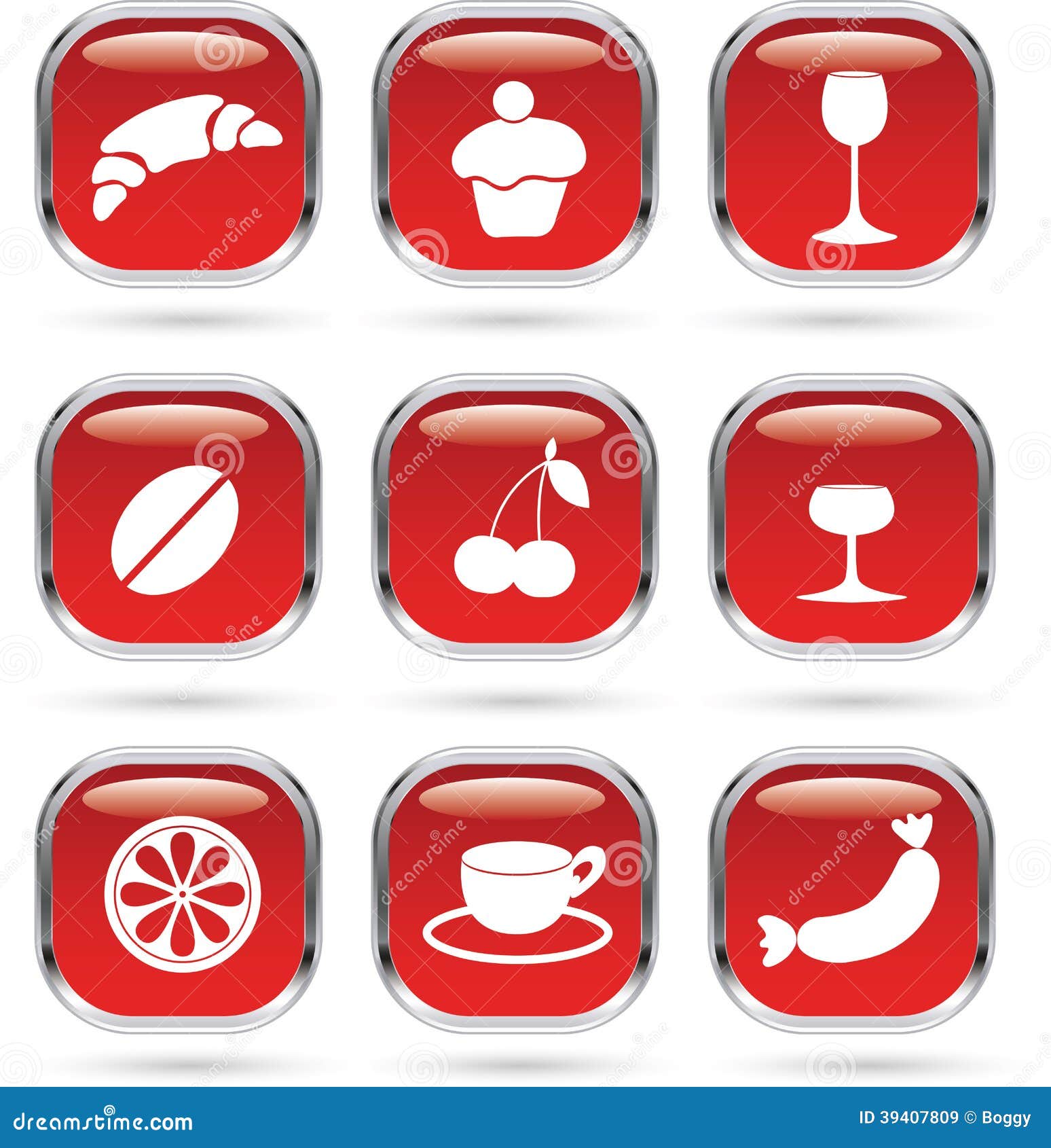 Food and Drink Red Icons Set Stock Vector - Illustration of collection ...