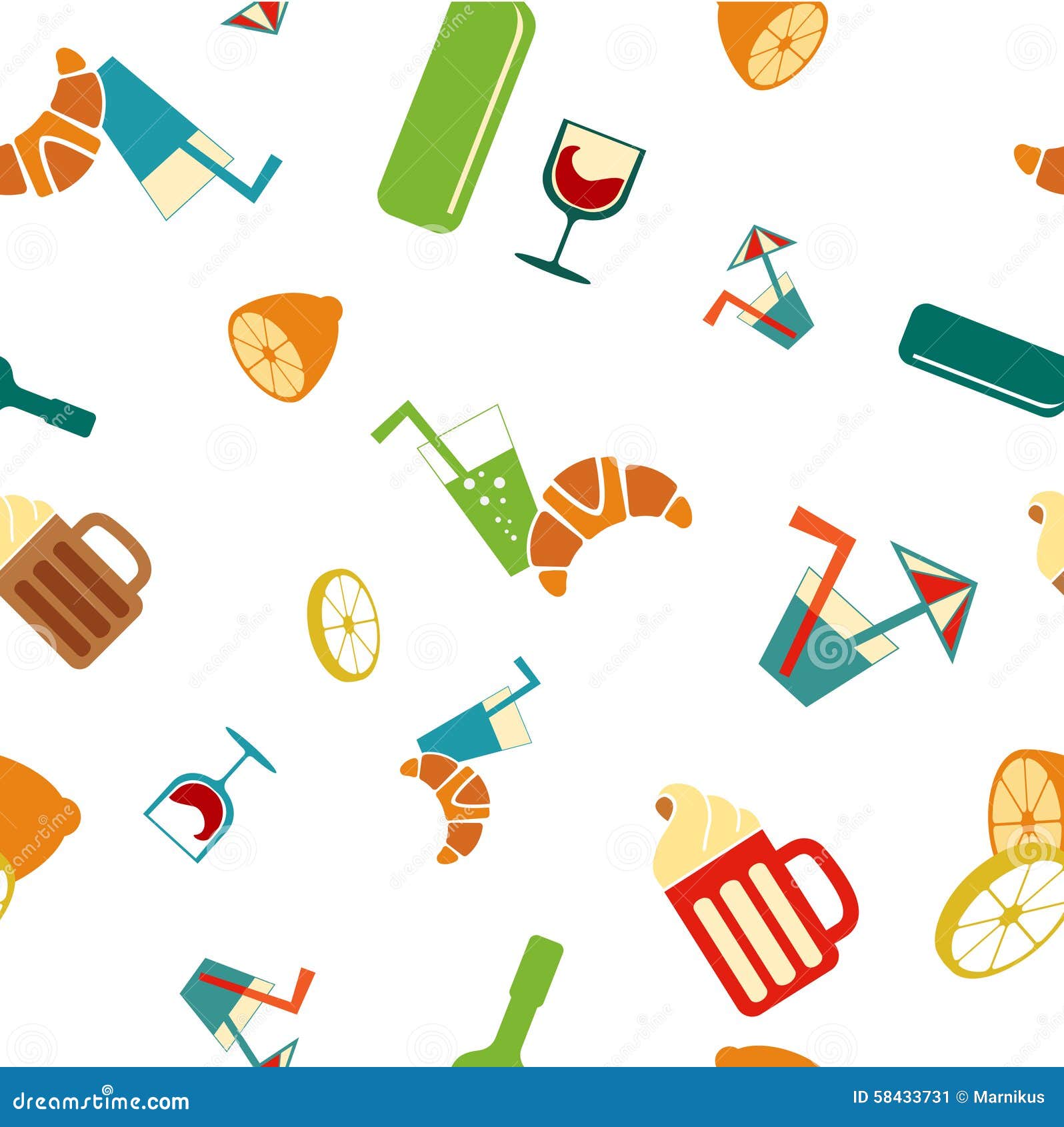 Food and Drink Seamless Vector Pattern Stock Vector - Illustration of ...