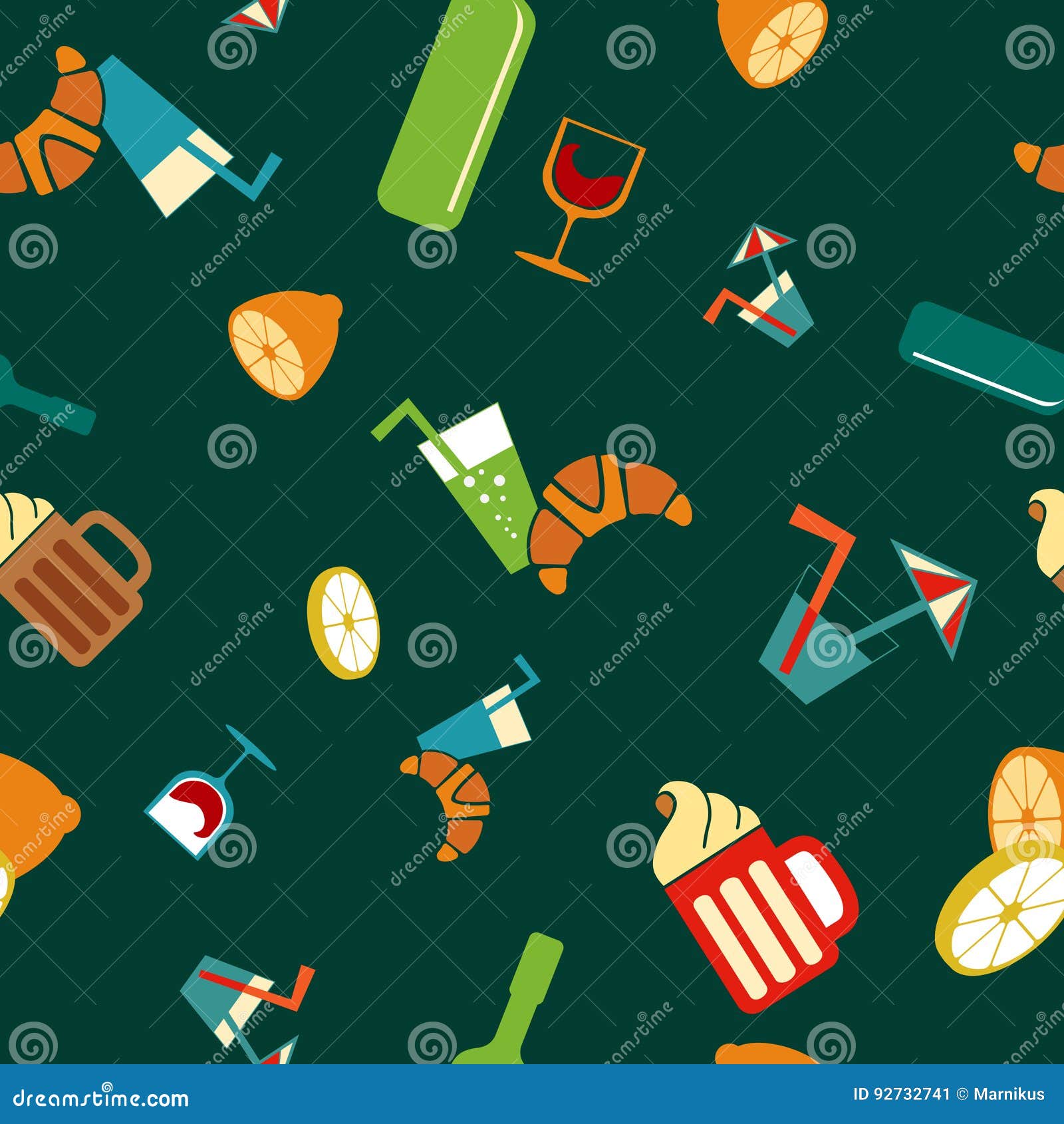 Food and Drink Seamless Vector Pattern Stock Vector - Illustration of ...