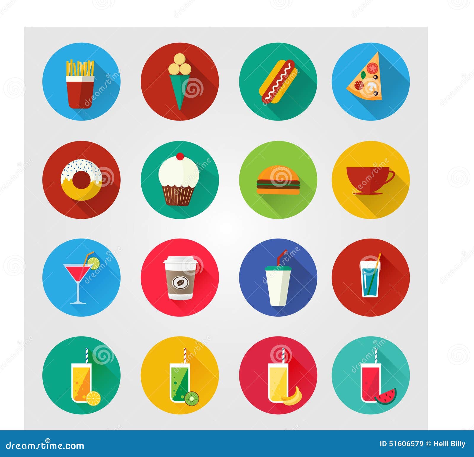 Food and Drinks Vector Icons. Stock Vector - Illustration of fried ...