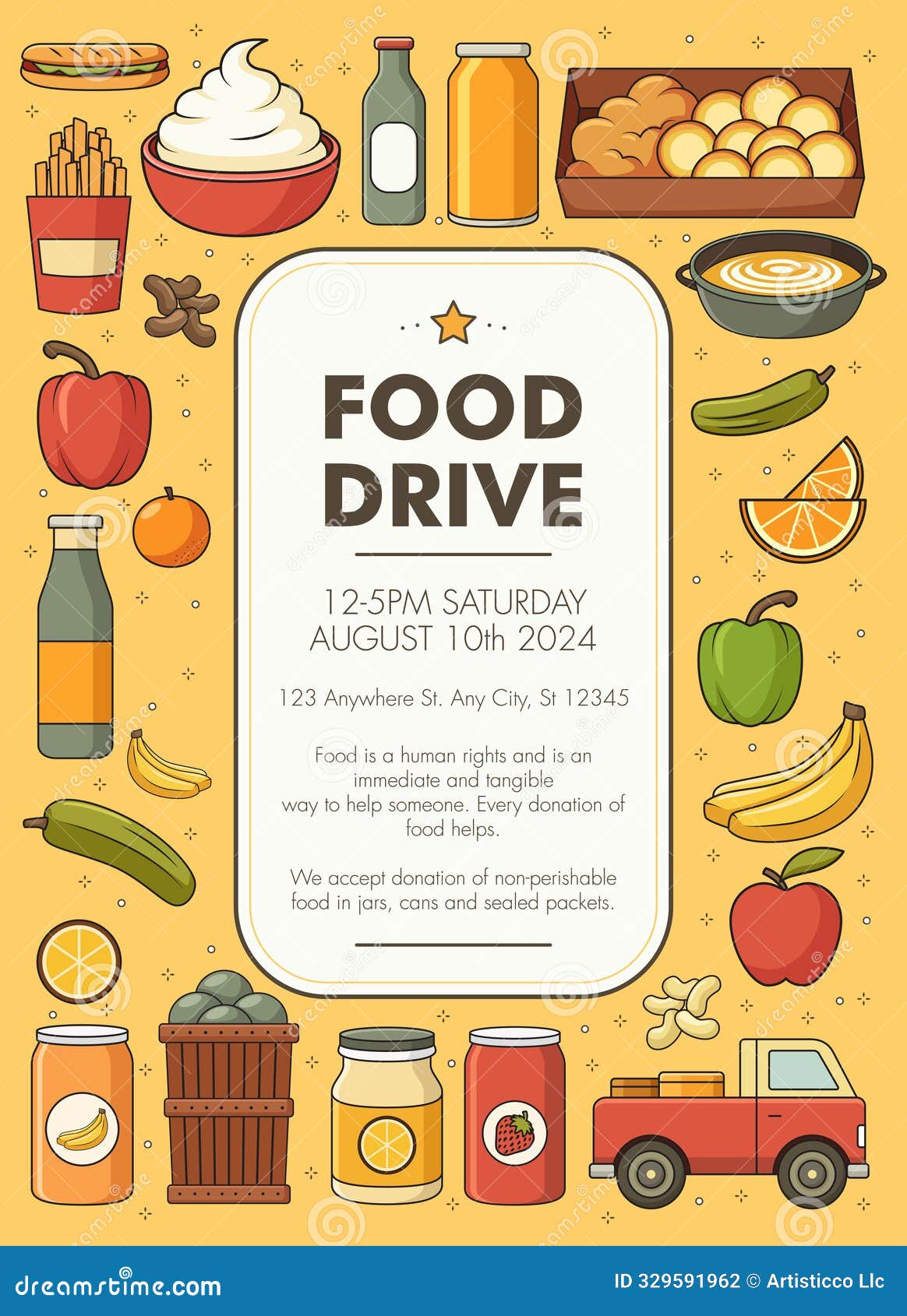 Food Drive Donation Template Vector Illustration Stock Vector ...