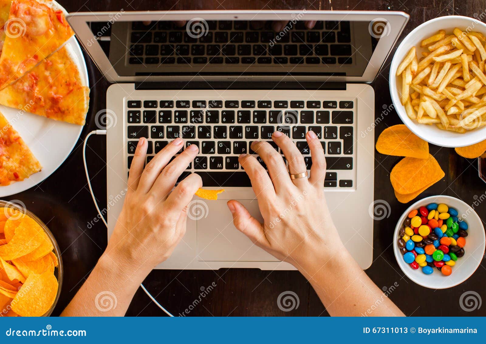 Food we Eat during Work, Concept Bed Habit Stock Image - Image of ...
