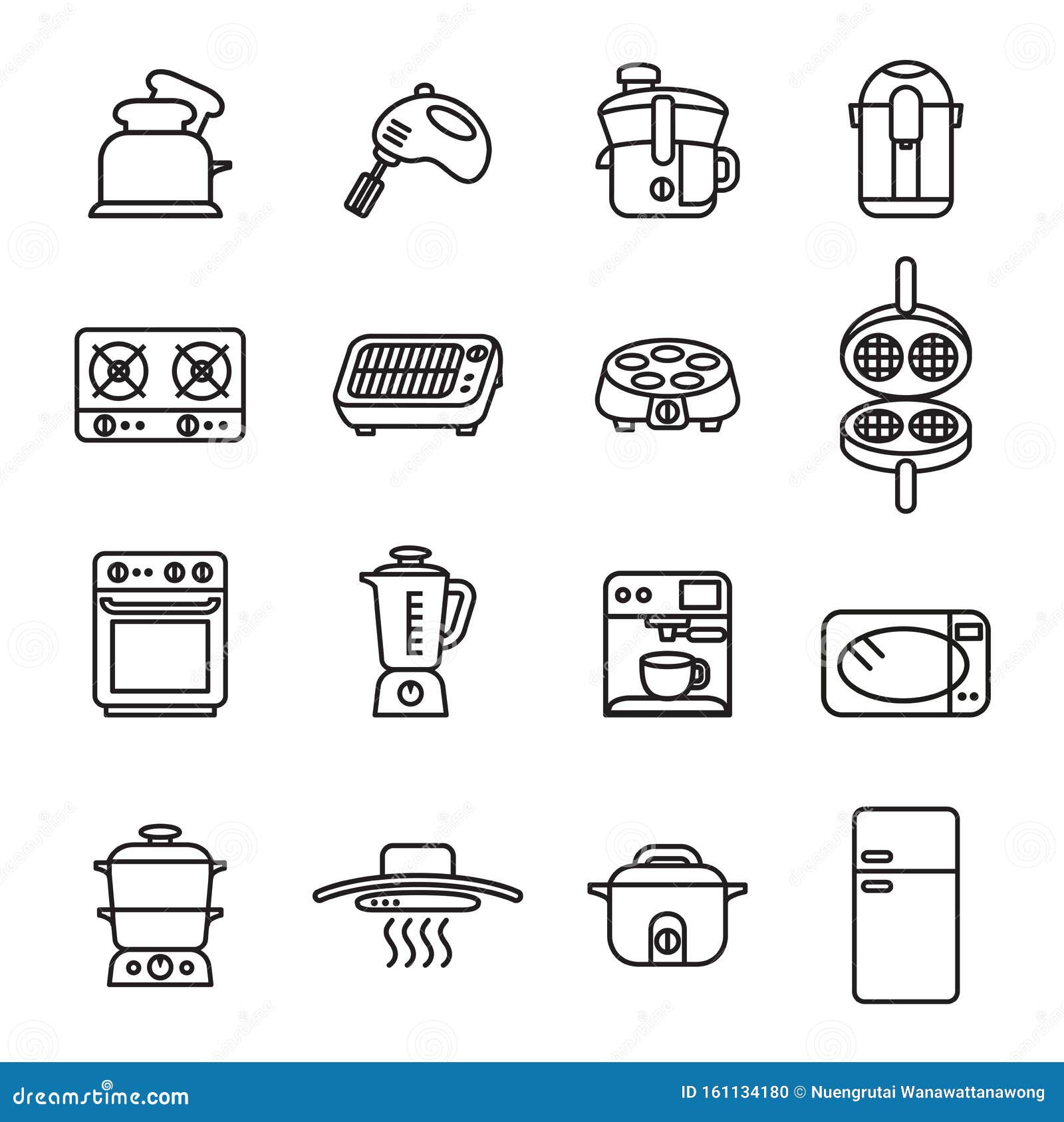 Kitchen Electric Appliances, Household Appliances Icons Set. Thin Line ...