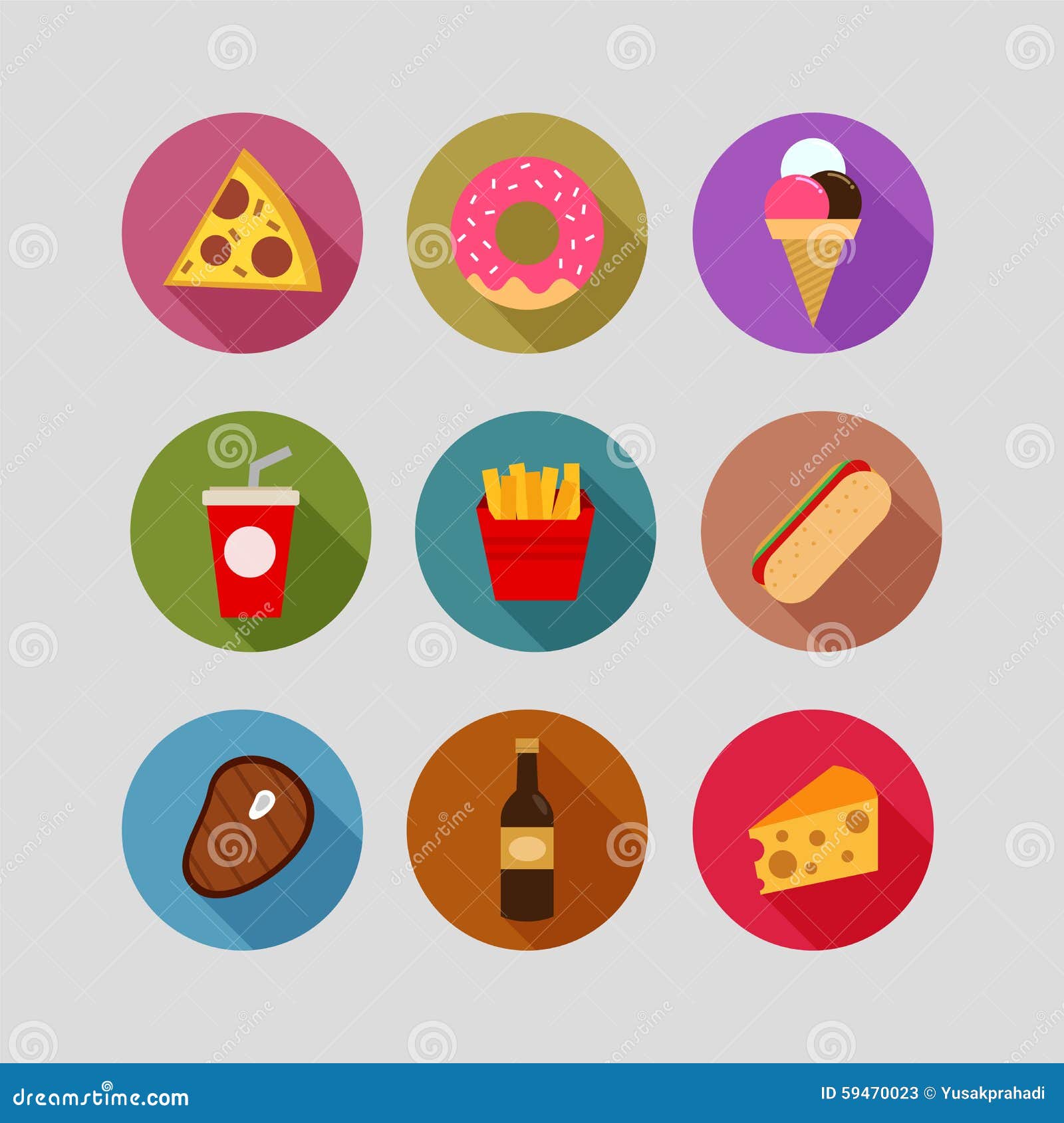 Food Flat Icons stock vector. Illustration of cream, food - 59470023