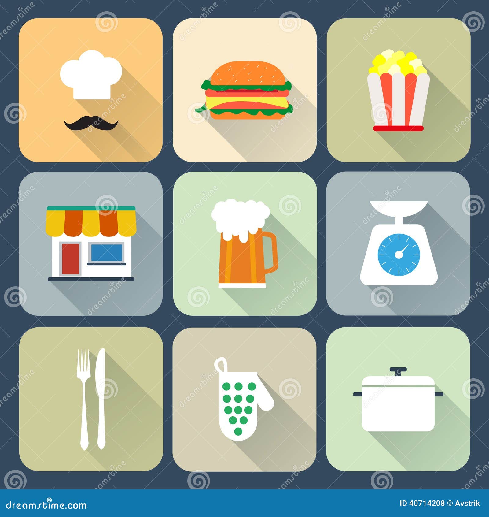 Food flat icons stock vector. Illustration of device - 40714208