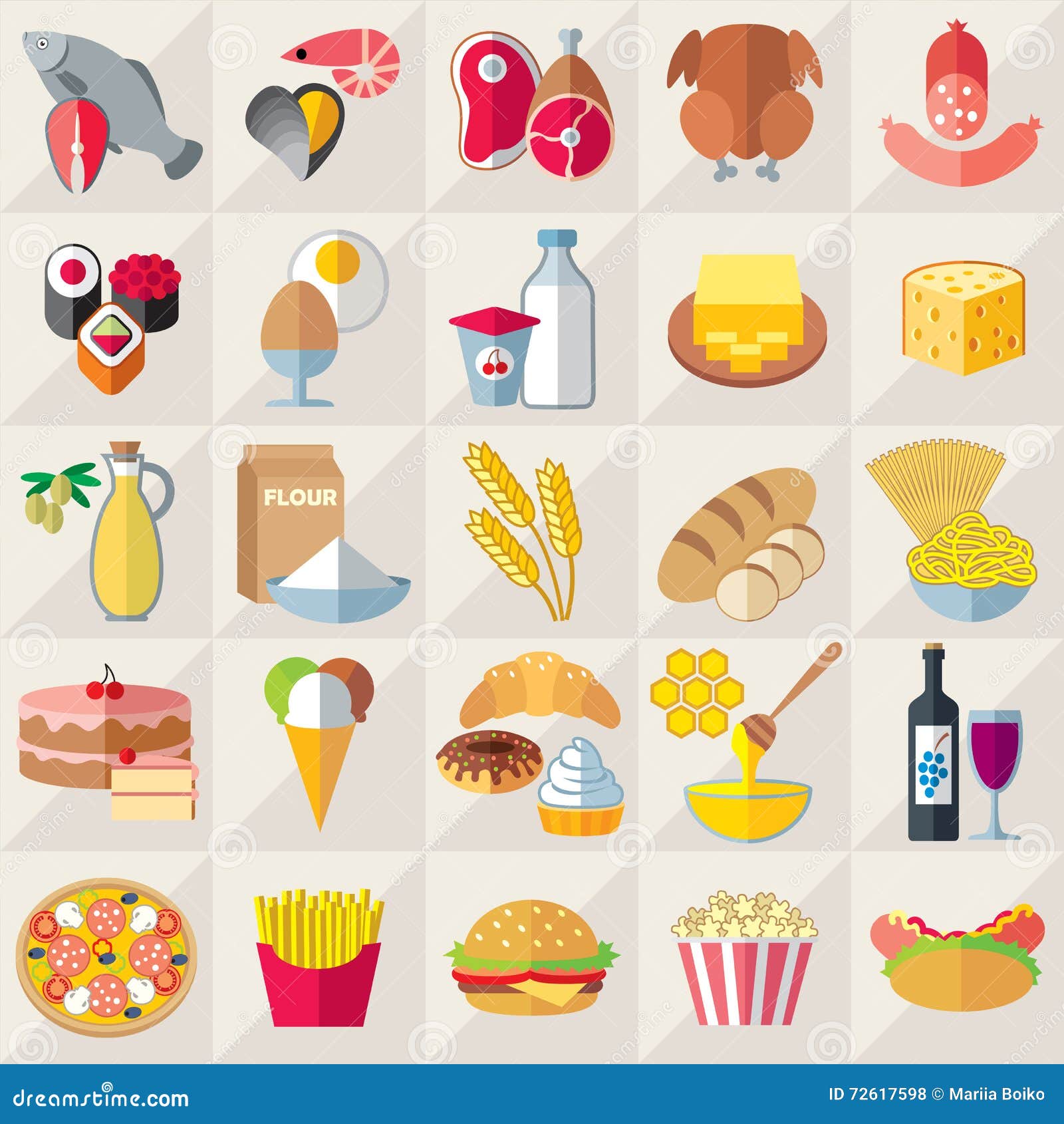 Food flat icons set editorial stock photo. Illustration of cooking ...