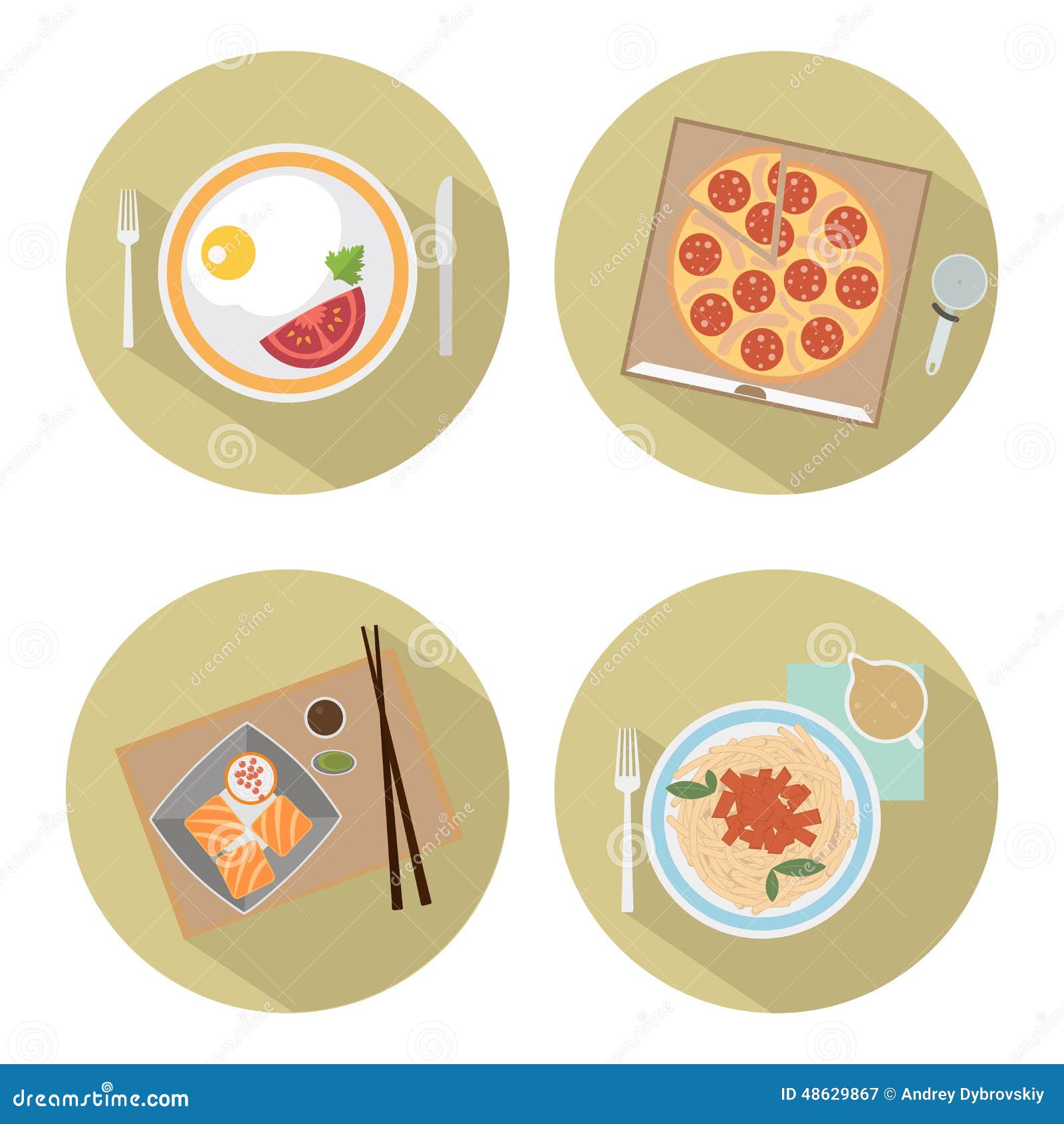 Food flat icons stock vector. Illustration of sauce, spaghetti - 48629867