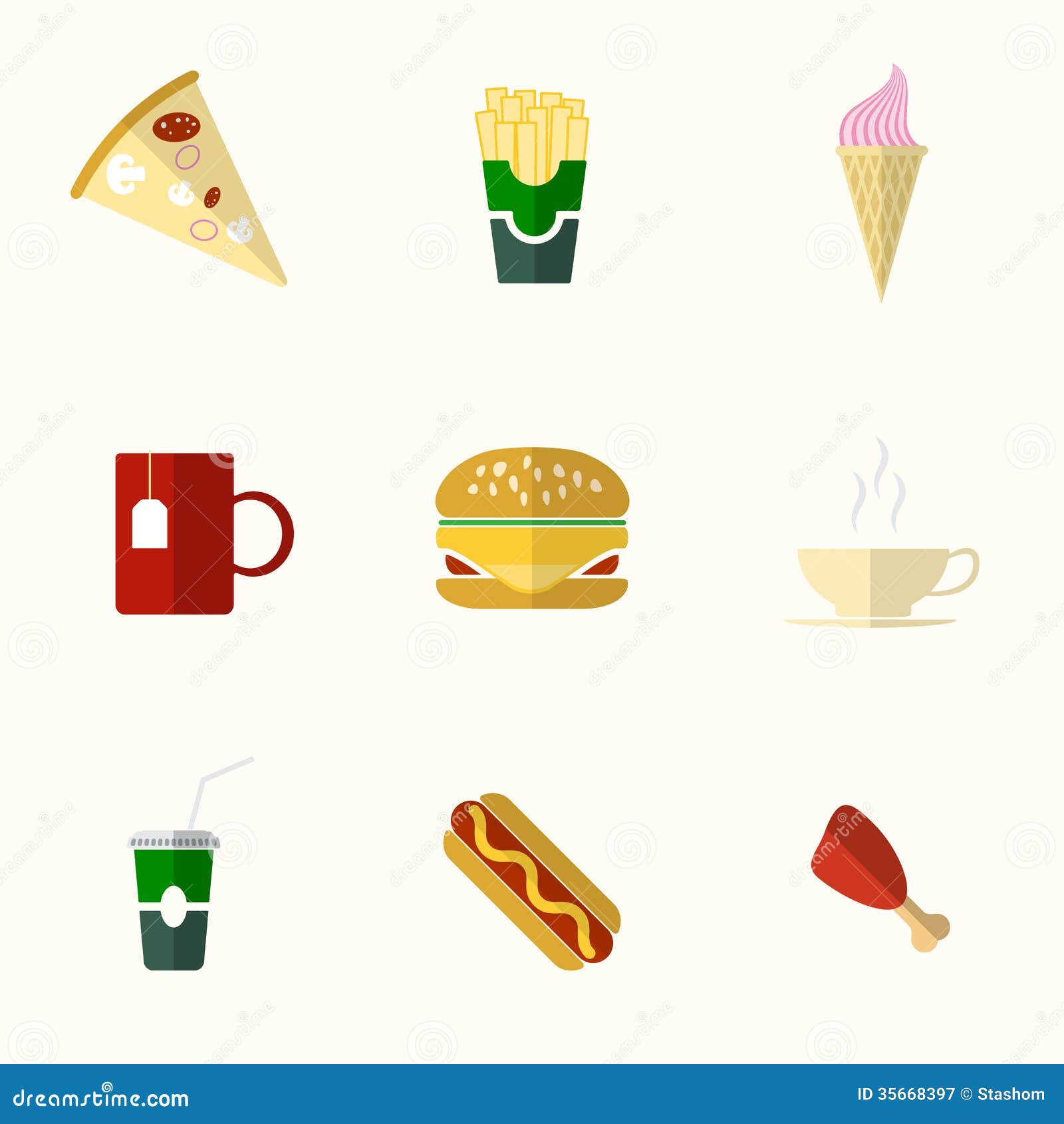 Food Flat Icons stock vector. Illustration of business - 35668397