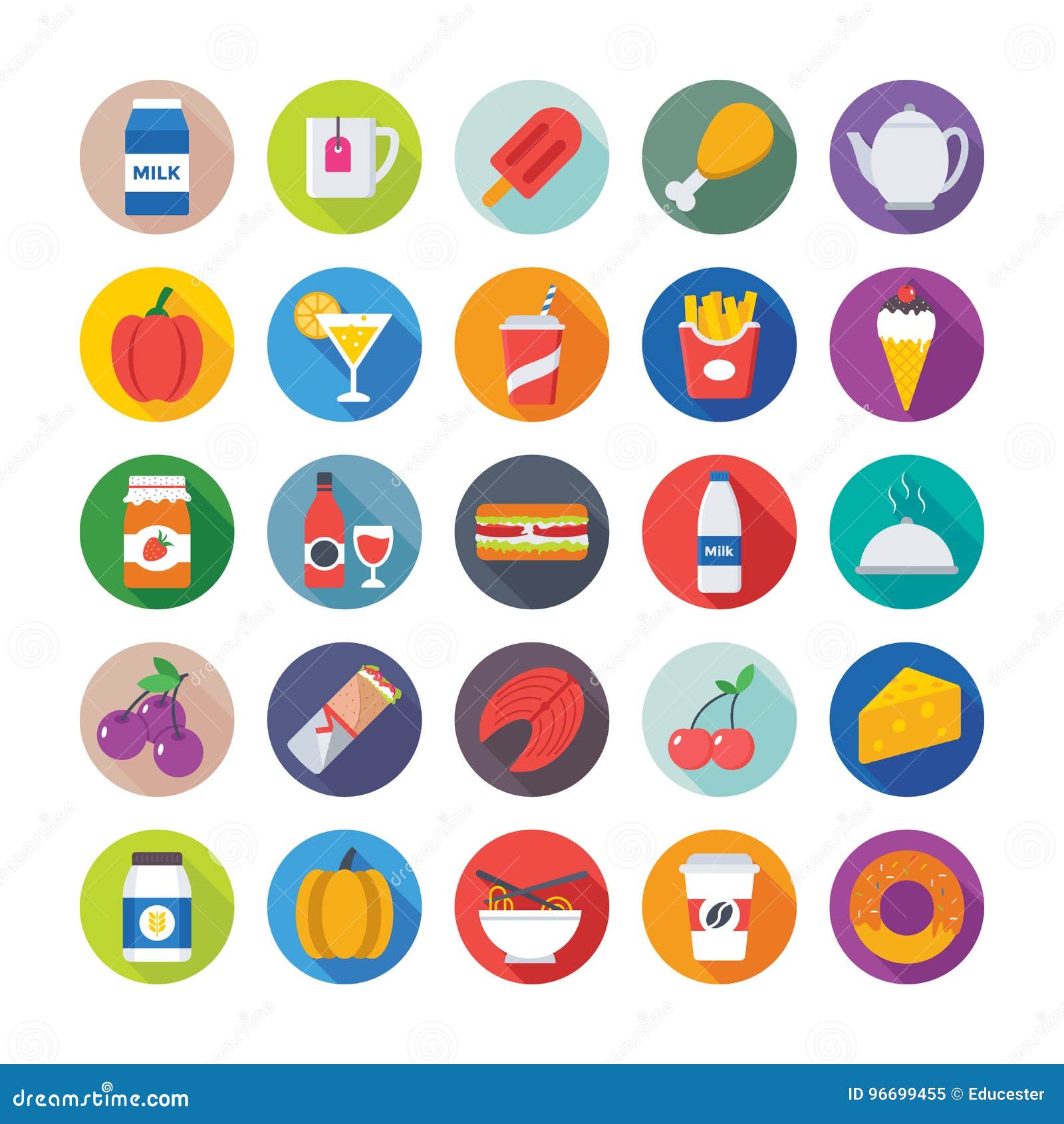 Food Flat Vector Icons 1 stock illustration. Illustration of food ...