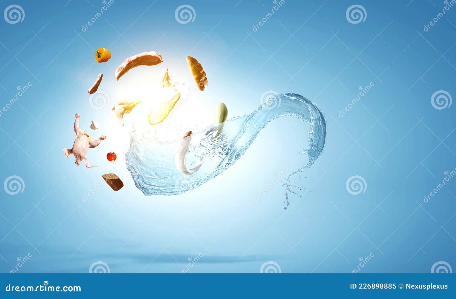 Food flying in the air stock illustration. Illustration of onion ...