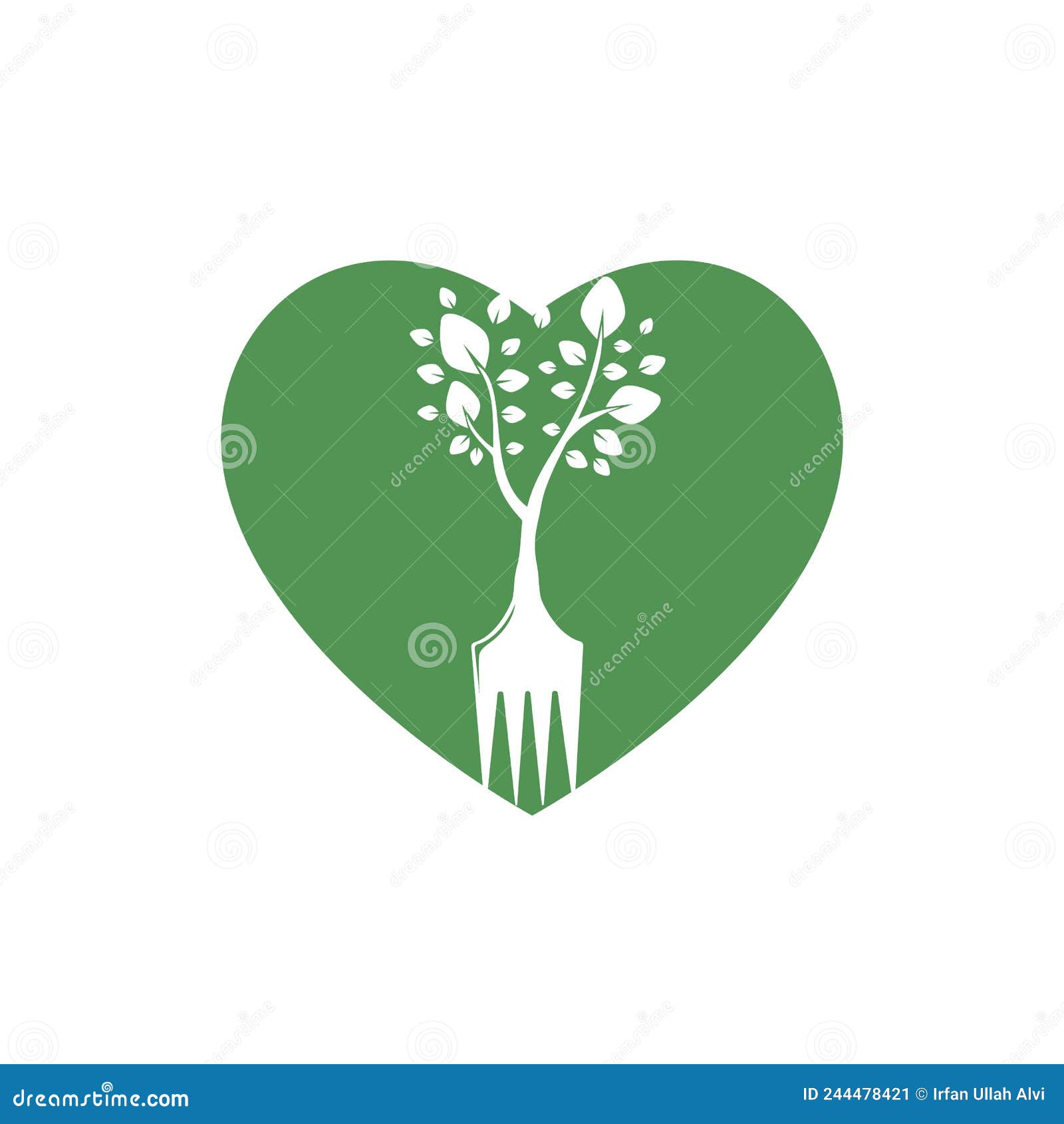 Fork Tree with Heart Shape Vector Logo Design. Restaurant and Farming ...