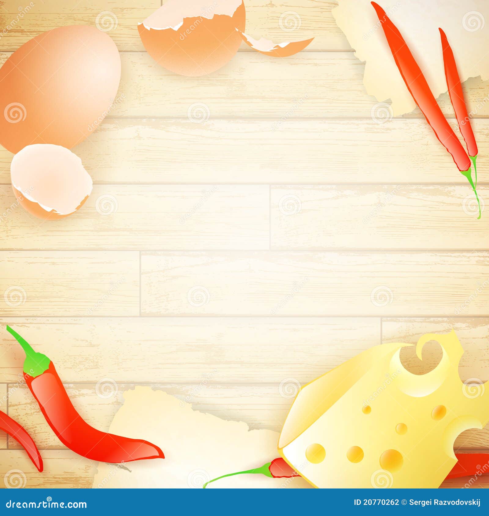 Food Frame at Wooden Background Stock Vector - Illustration of cheese ...