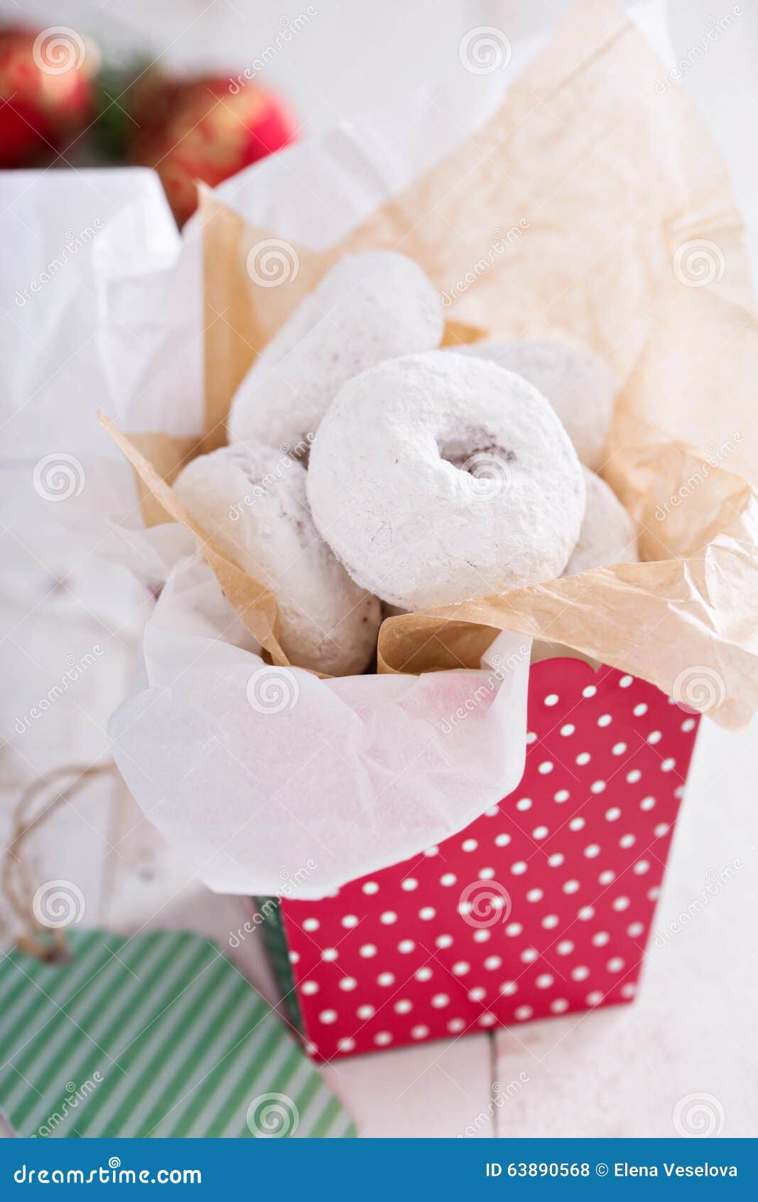 Food Gift in a Colorful Box Mini Donuts Stock Photo - Image of ...