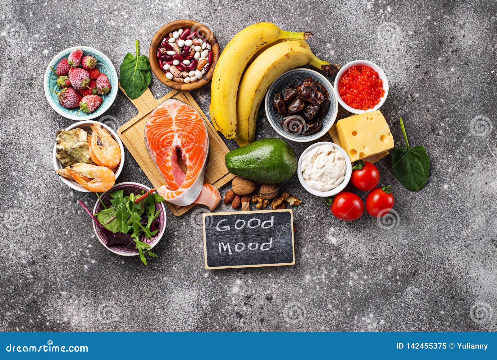 Food for Good Mood and Happiness. Stock Image - Image of fruits ...