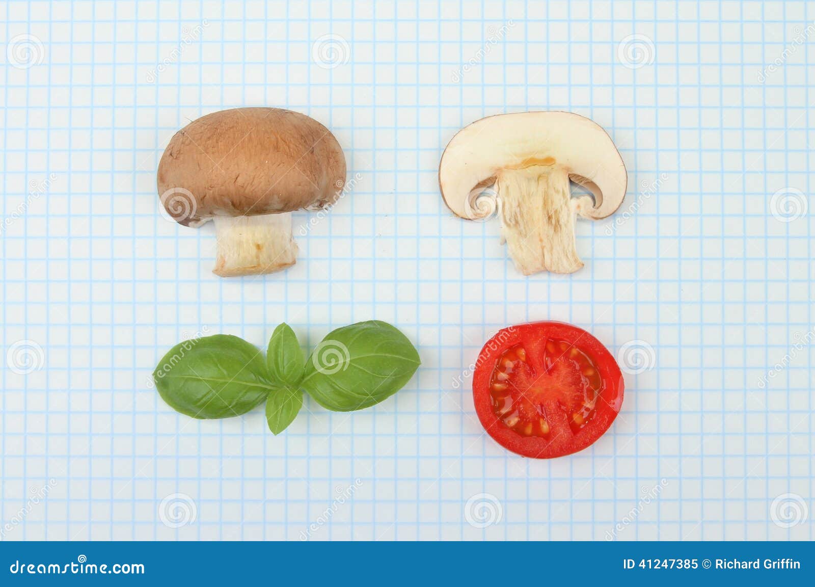 Food on graph paper stock image. Image of basil, herb - 41247385