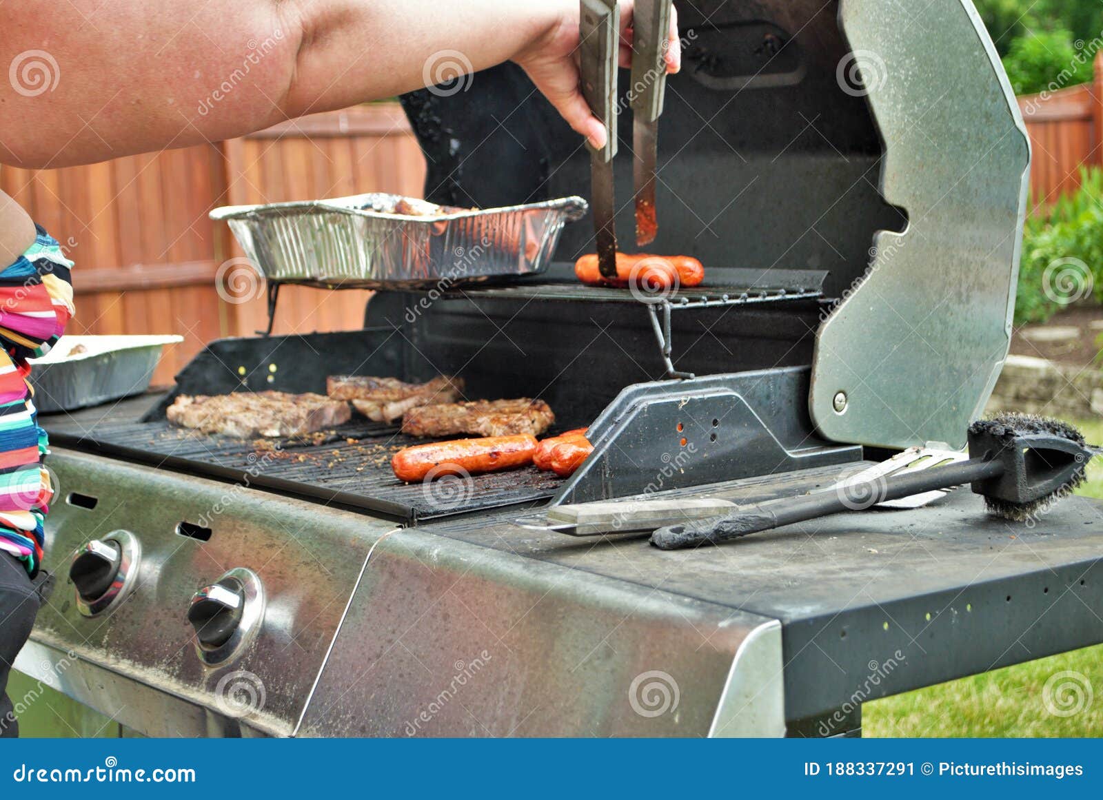 Food on the Grill at a Backyard Cookout Stock Image - Image of ...