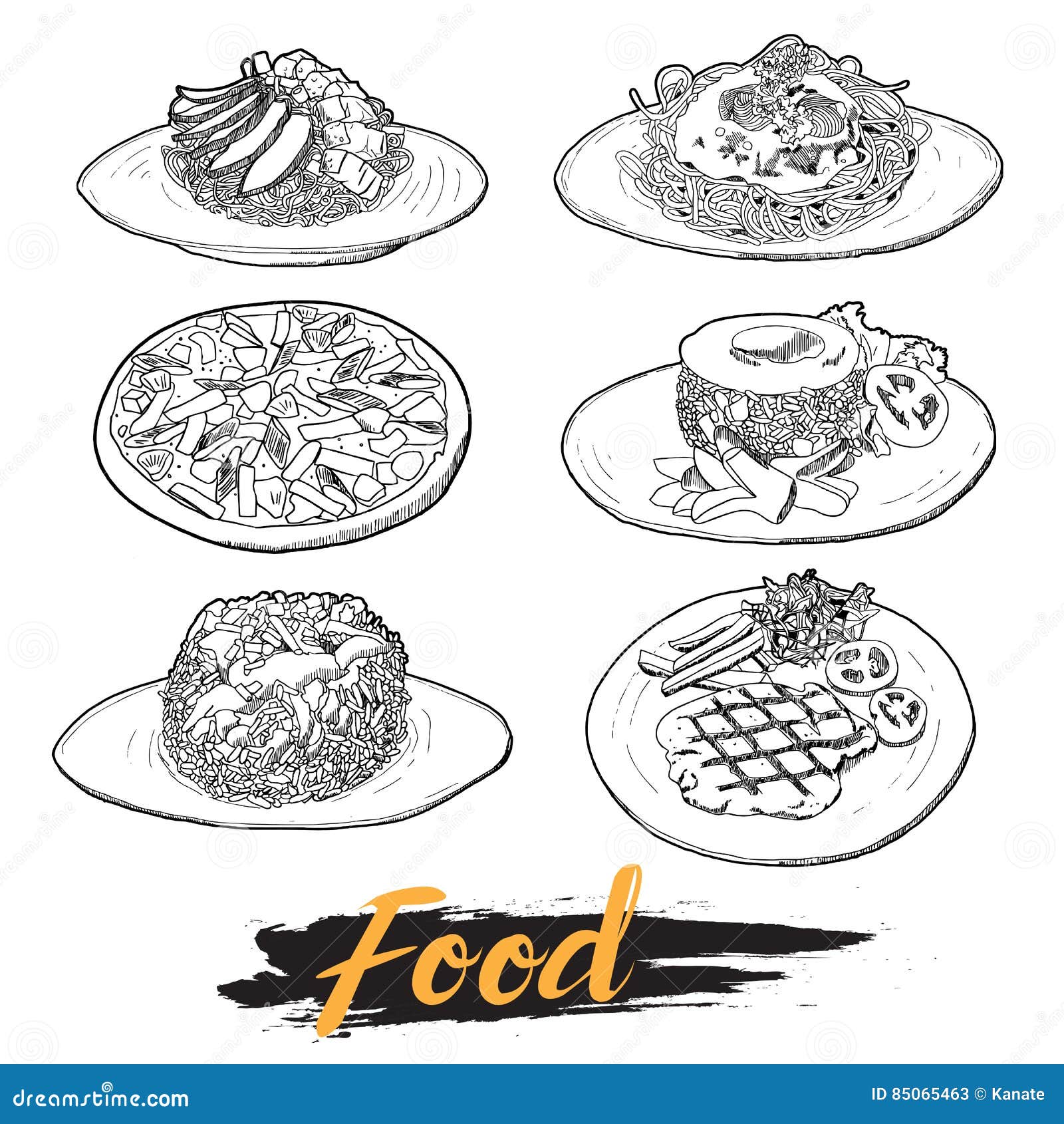 Food hand draw set stock vector. Illustration of dinner - 85065463