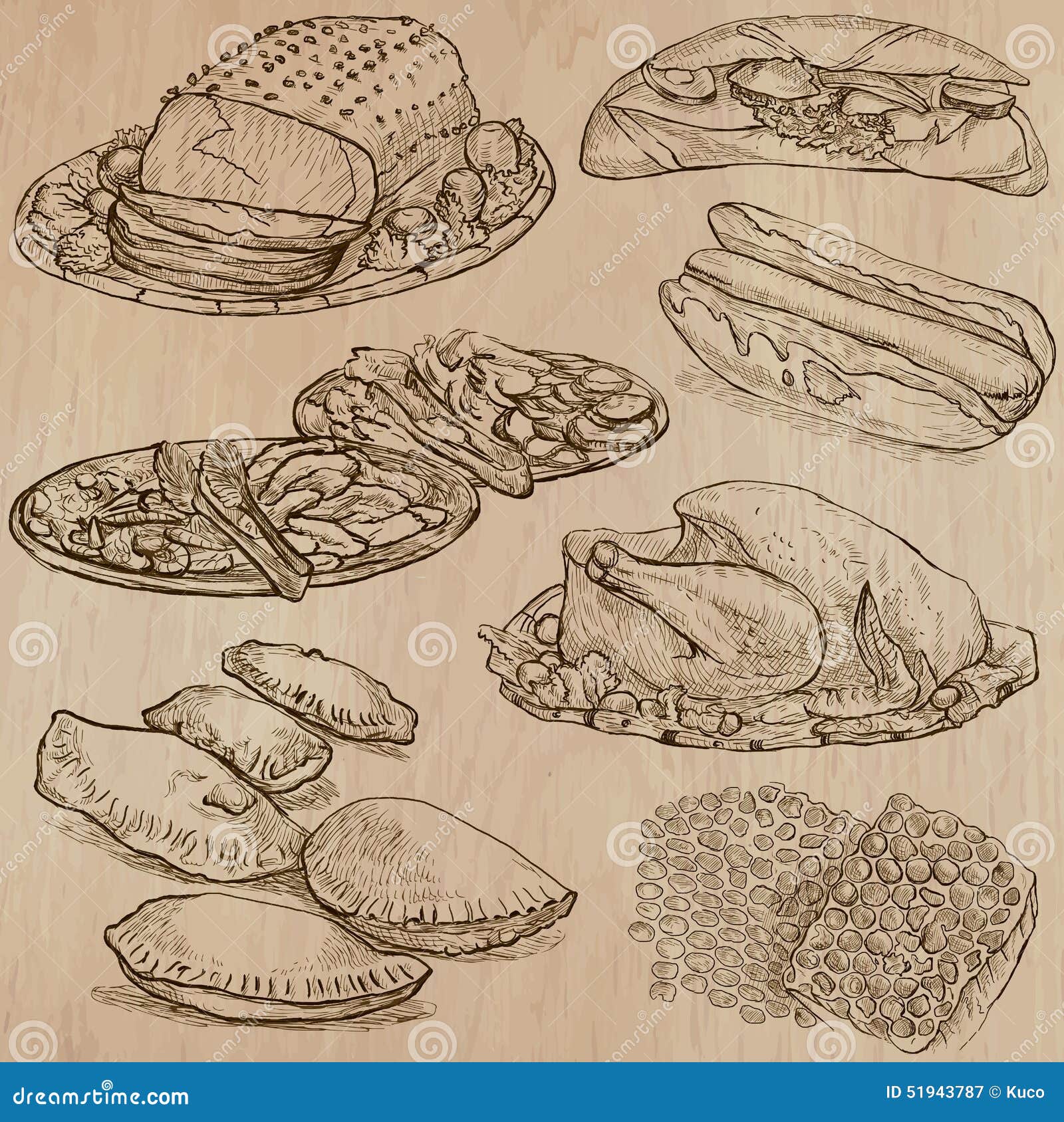 Food - Hand Drawn Vector Pack. Stock Vector - Illustration of draw ...