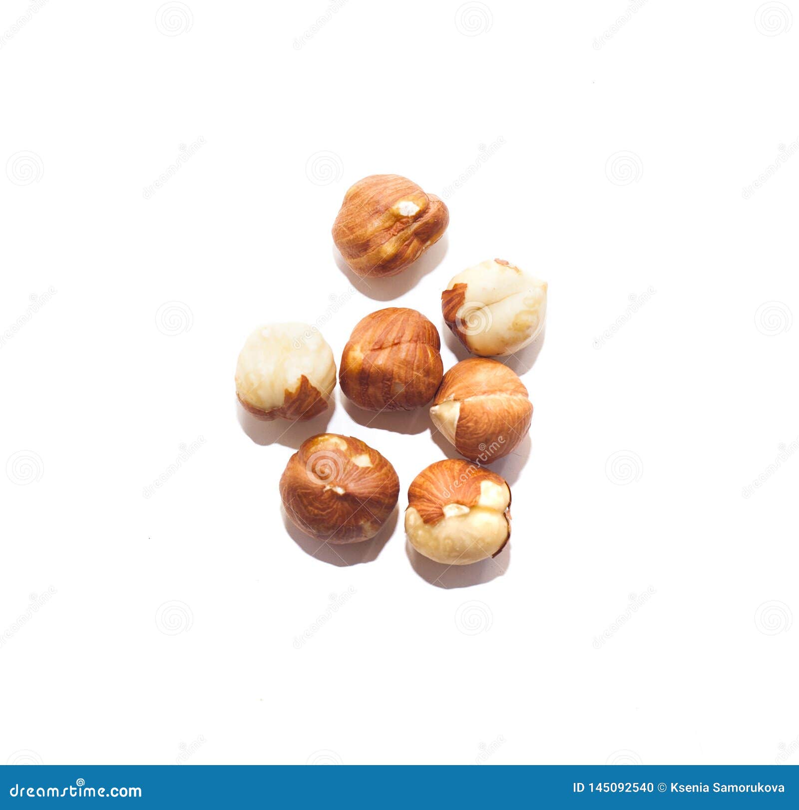 Hazelnuts without Shell on White Background Stock Photo - Image of ...