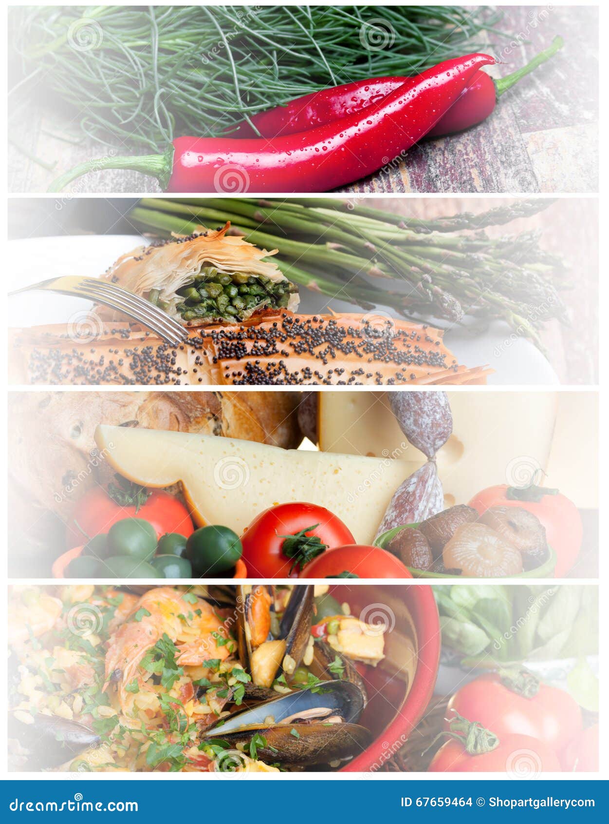 Food Headers Collage stock photo. Image of healthy, mediterranean ...