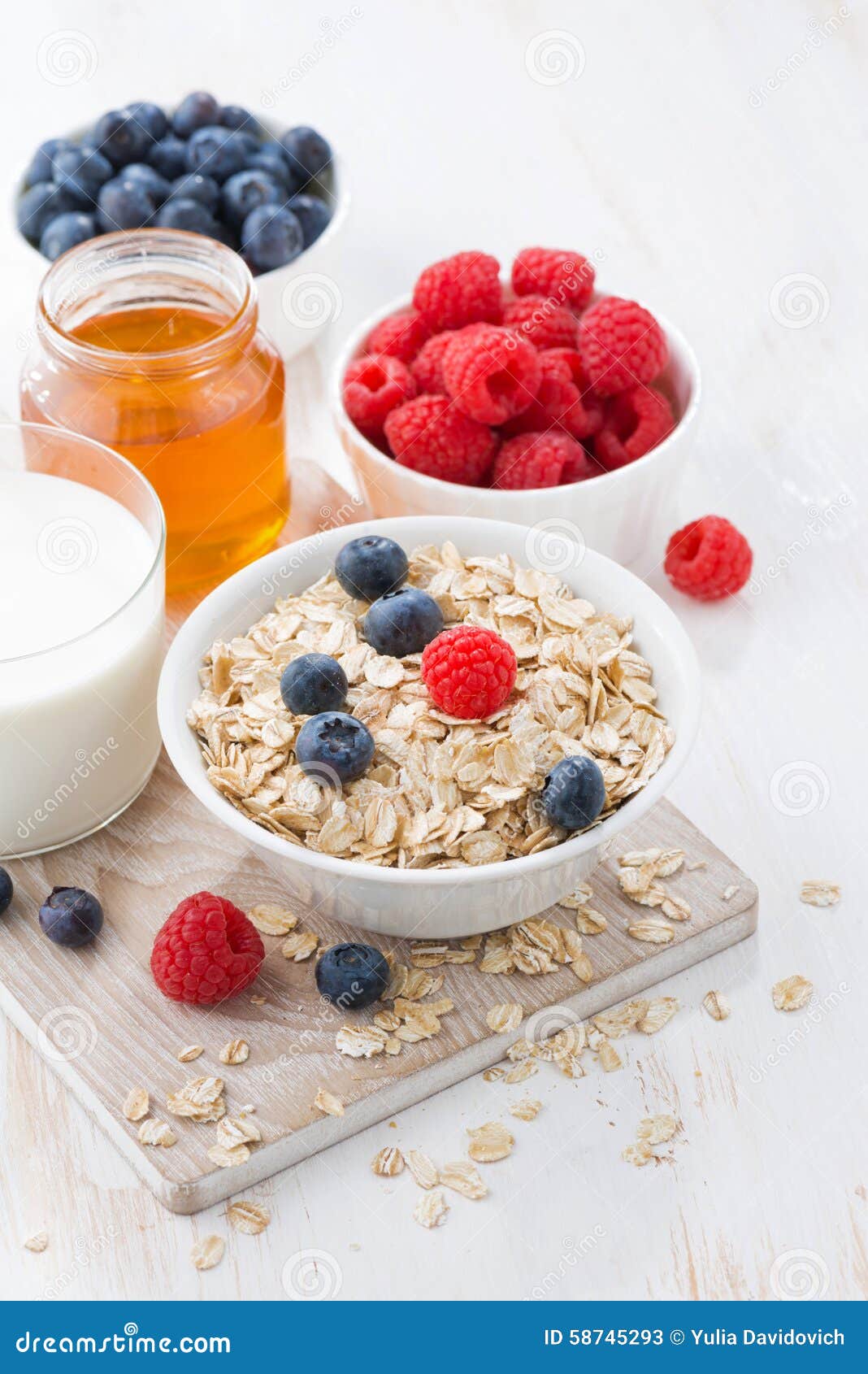Food for a Healthy Breakfast, Vertical, Top View Stock Image - Image of ...