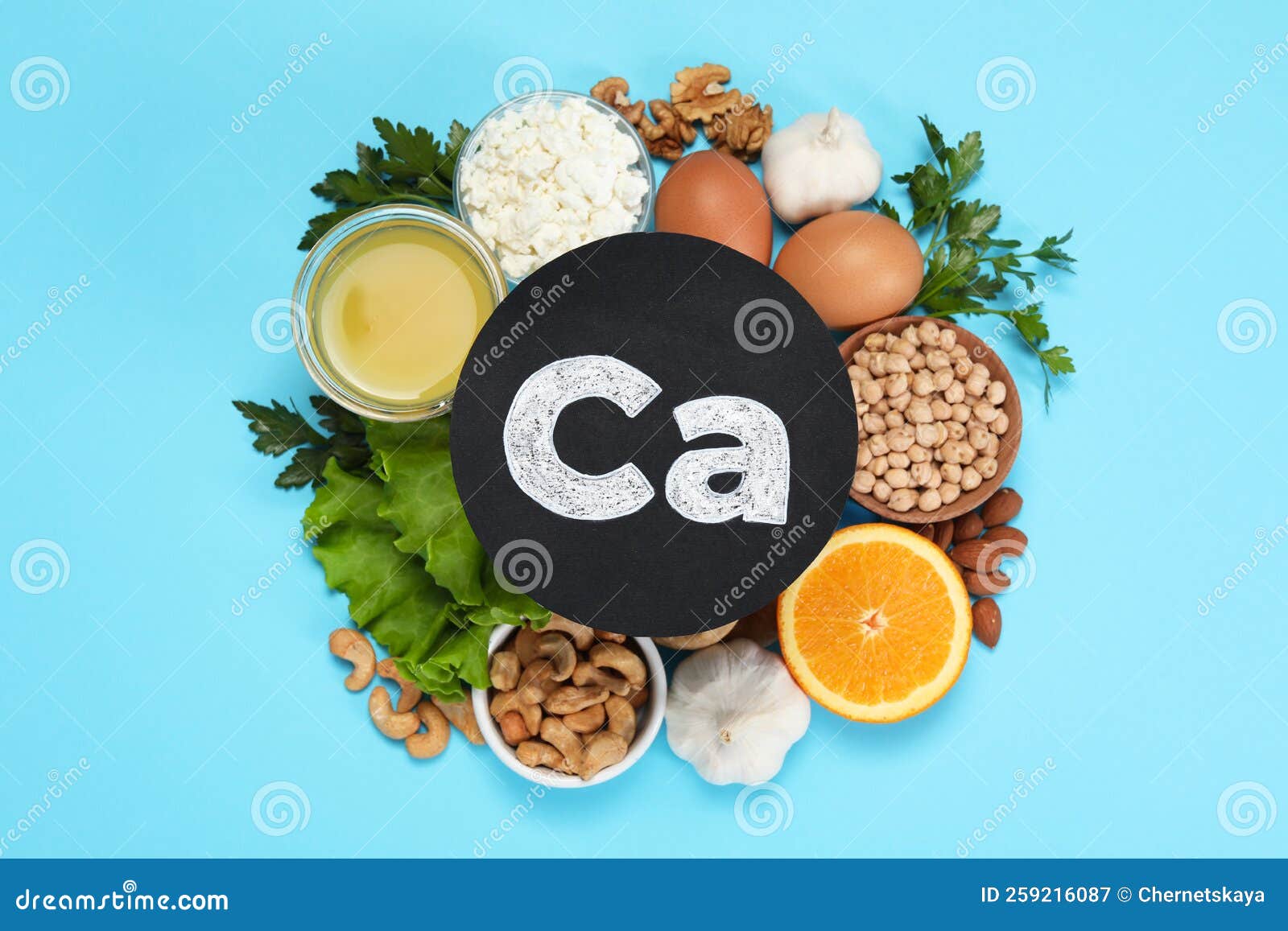 Food High in Calcium. Flat Lay Composition with Different Products on ...