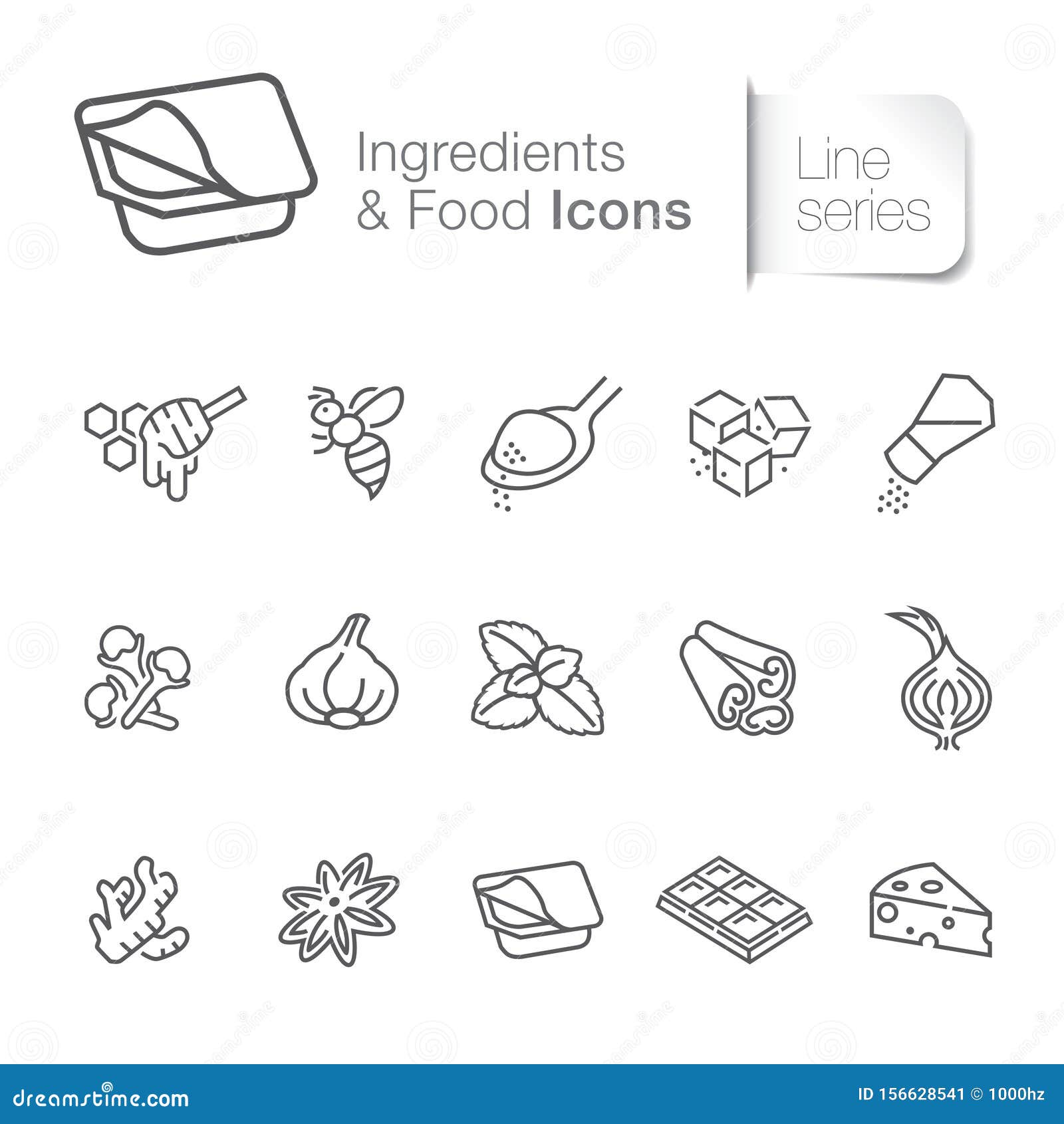 Ingredient & Food Related Icons Stock Vector - Illustration of graphic ...