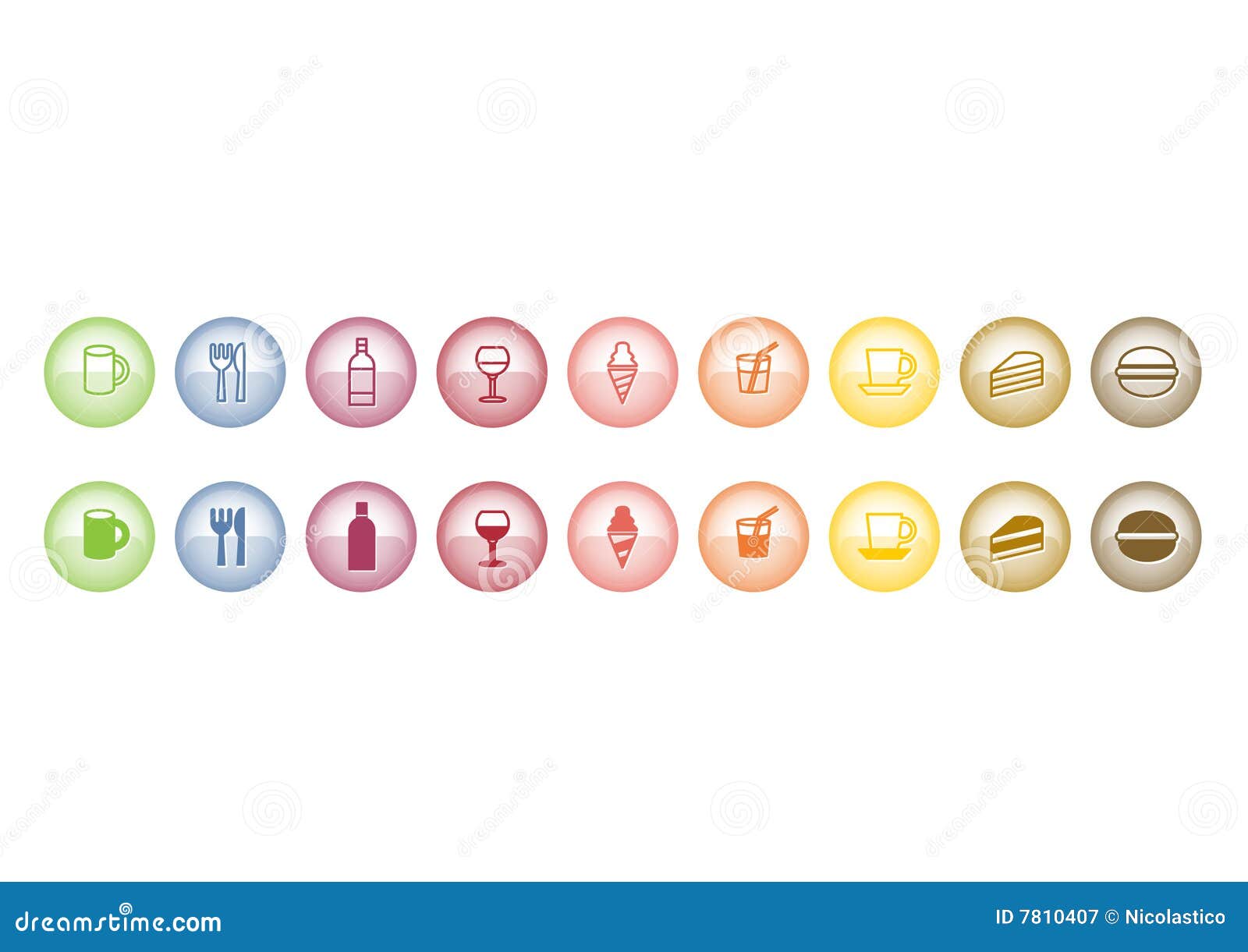 Food icon buttons stock vector. Illustration of refreshment - 7810407