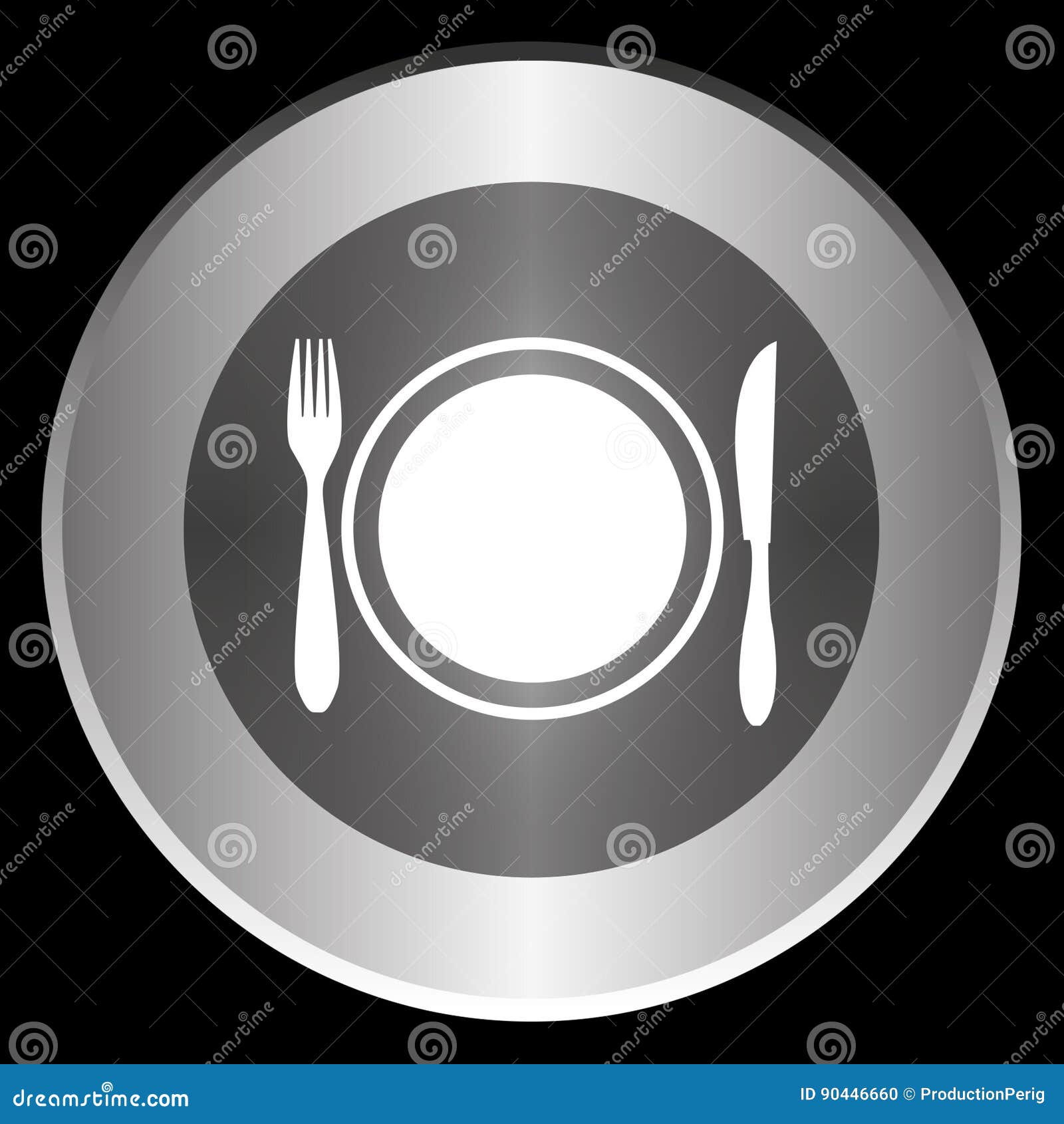Food Icon on a Circle on a Black Background Stock Illustration ...