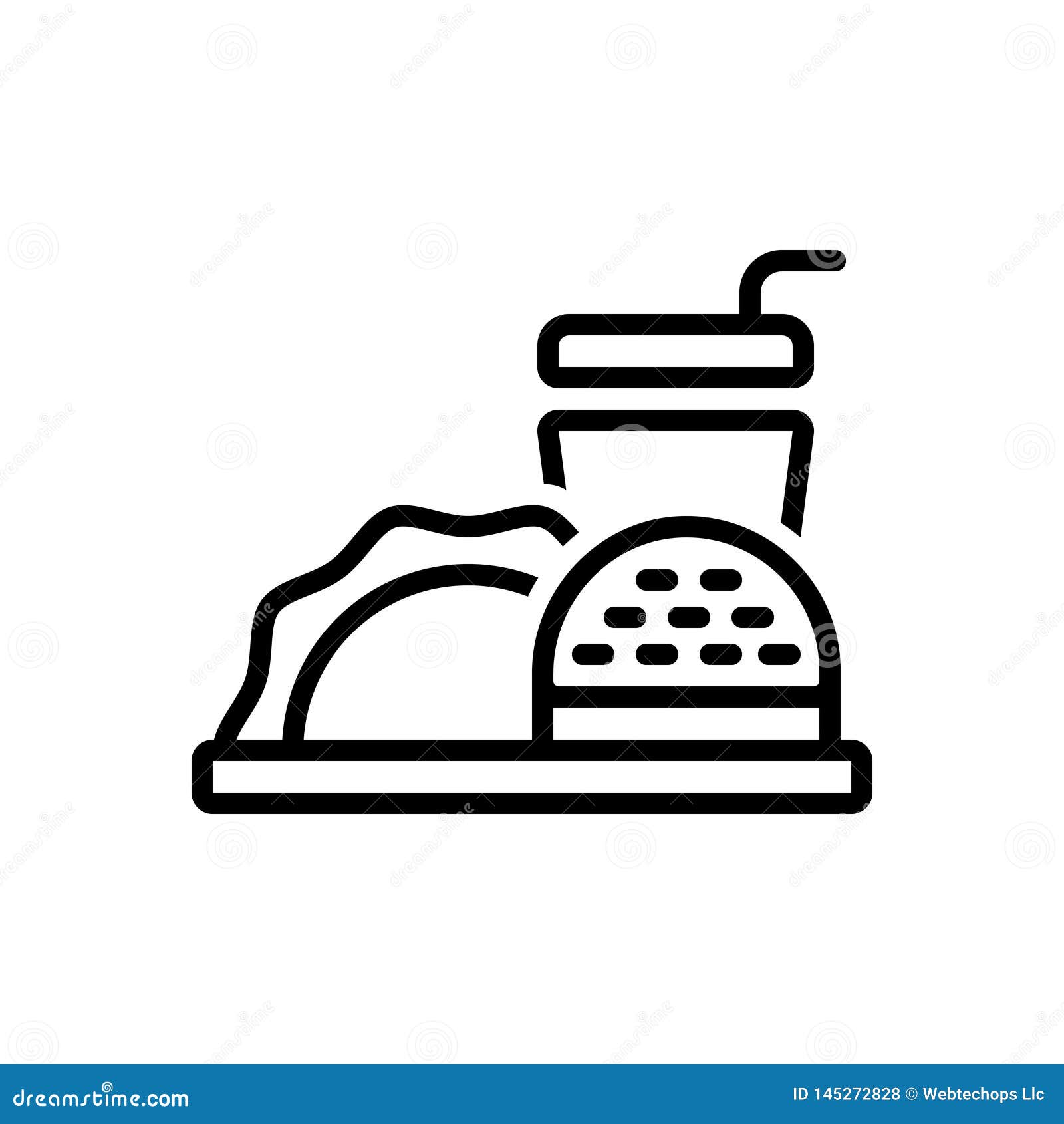 Black Line Icon for Food, Meal and Unhealthy Stock Vector ...