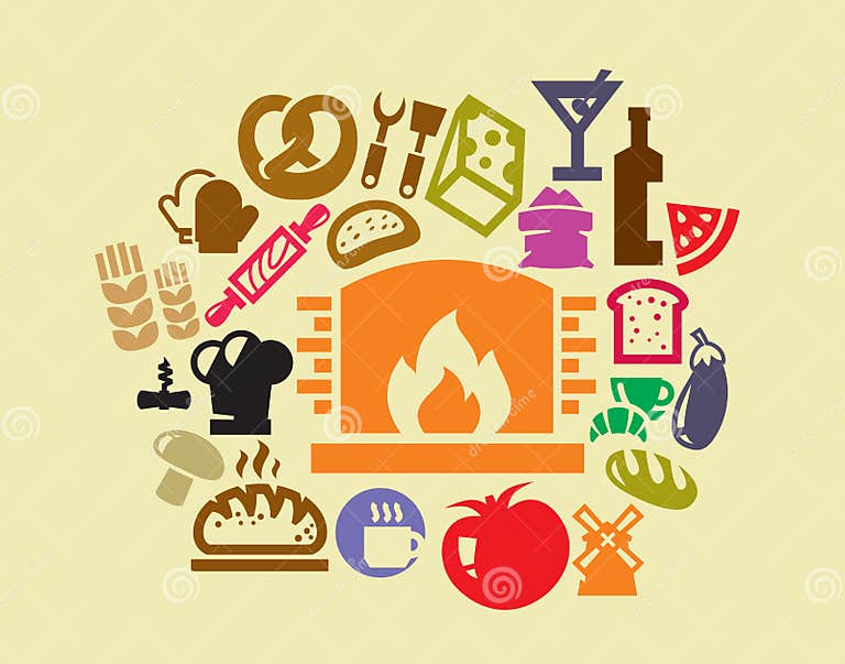 Food icon set stock vector. Illustration of cooking, button - 27303610