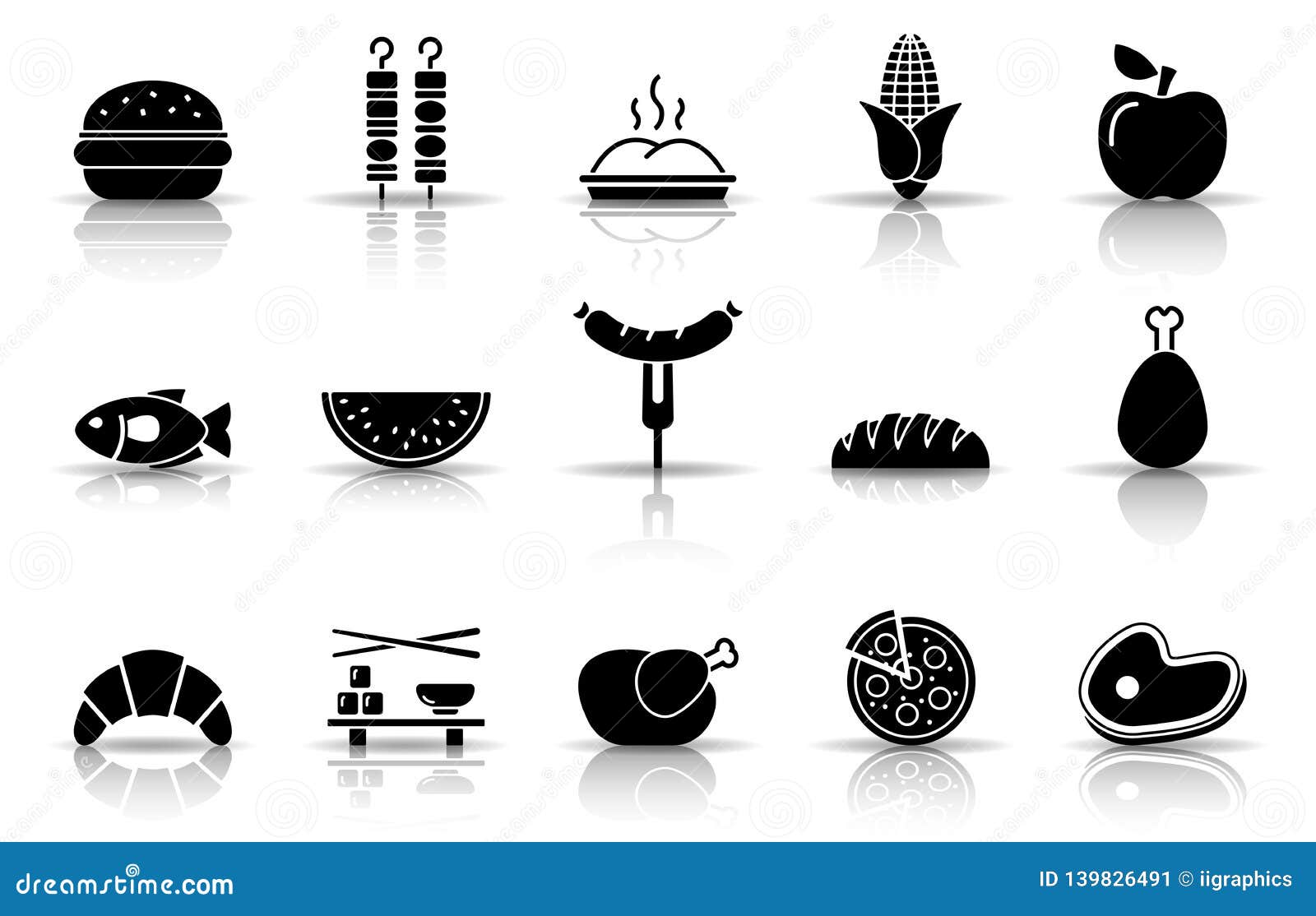 Food icon set stock illustration. Illustration of apple - 139826491
