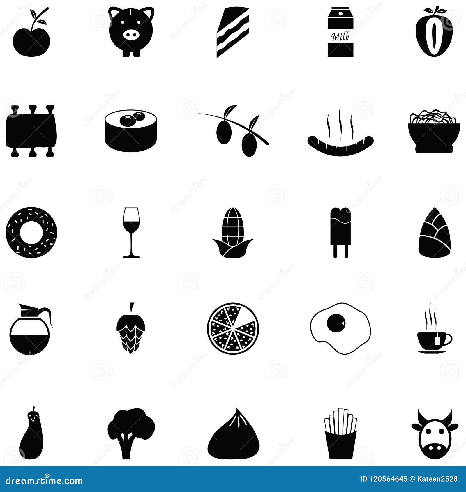 Food icon set stock vector. Illustration of bakery, coffee - 120564645